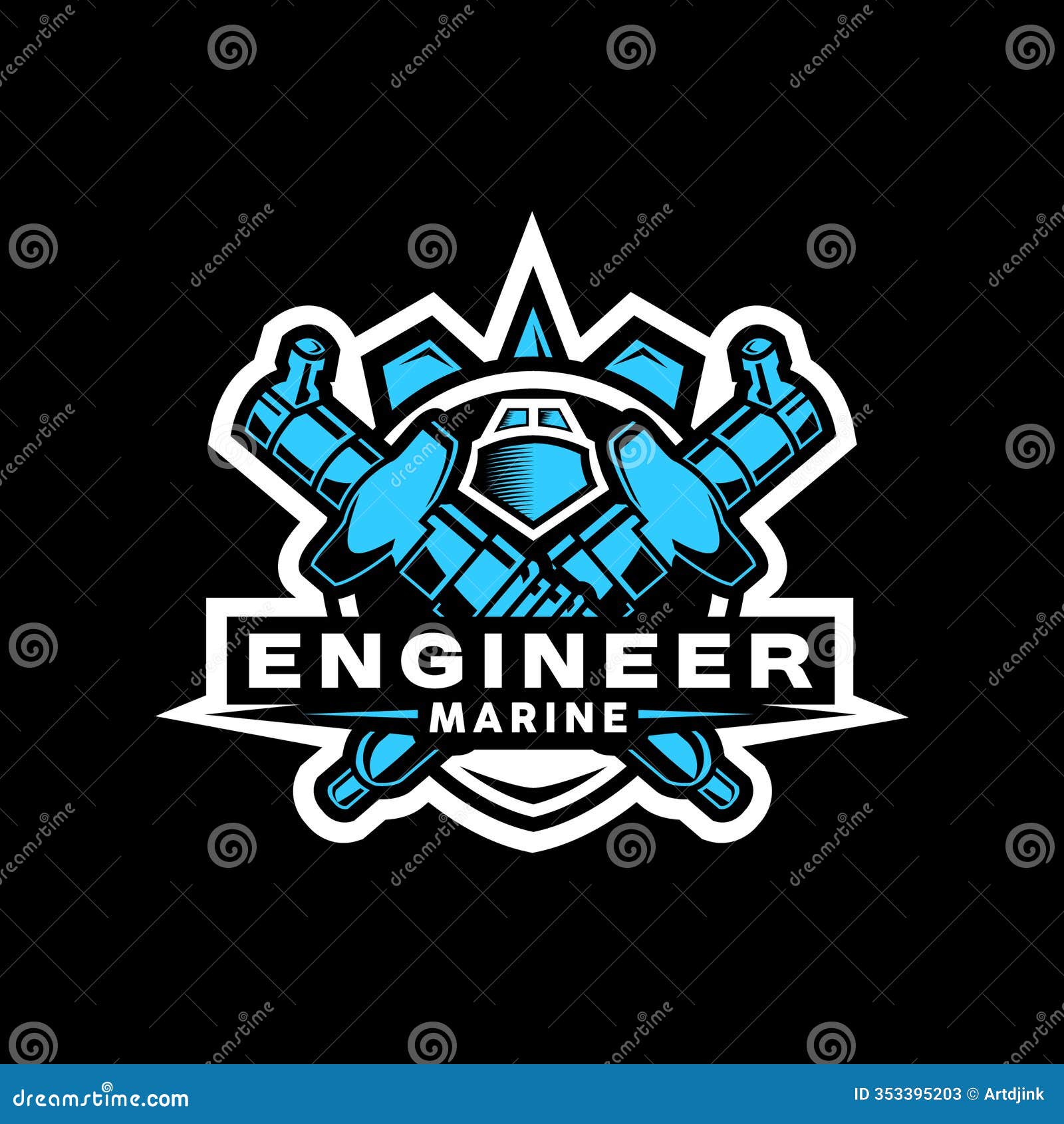Engineer Marine Logo Design Emblem Maintenance Vector Graphic Stock Illustration - Illustration ...