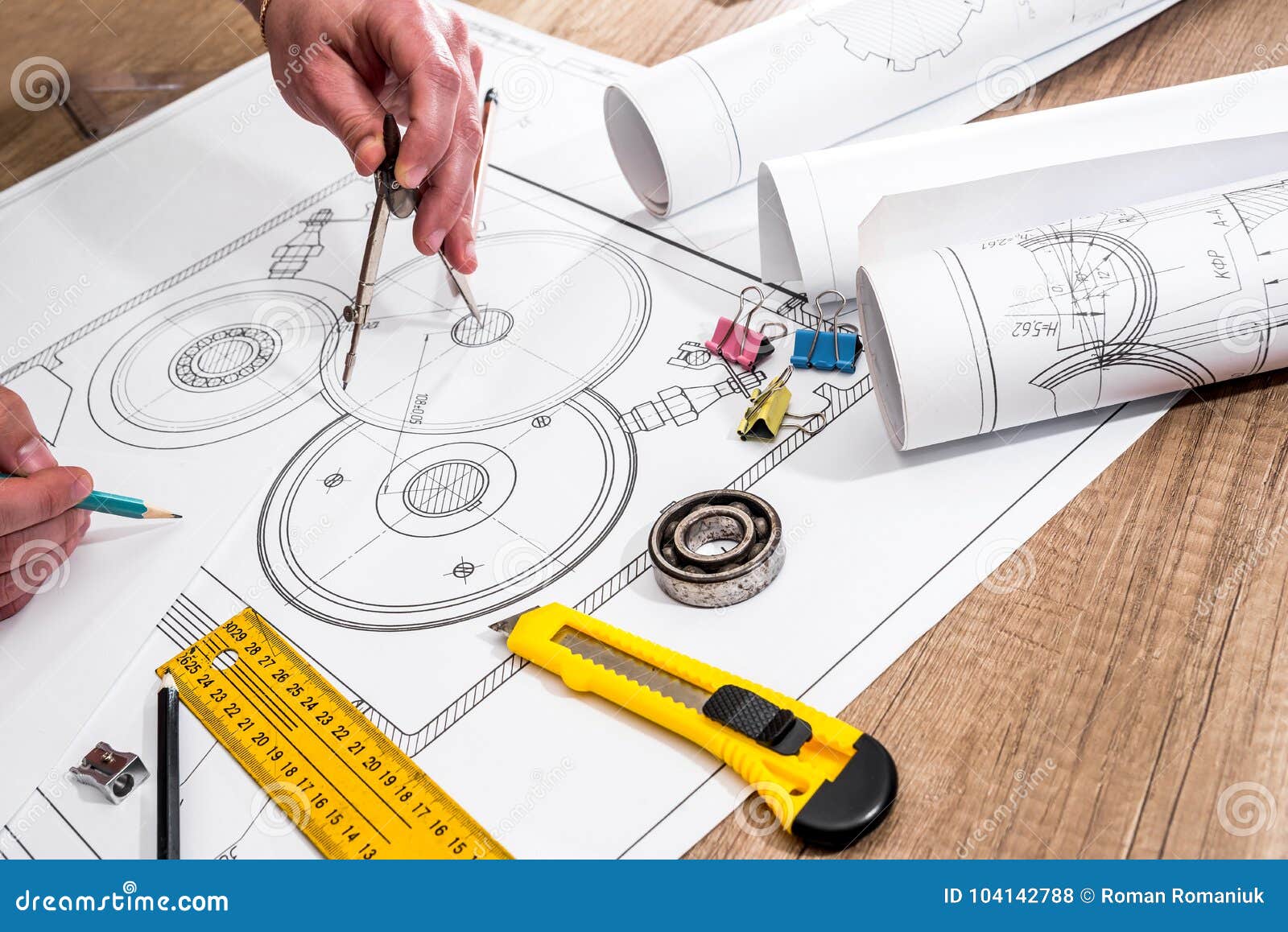 Engineer Measures the Dimensions Stock Photo - Image of engineering ...