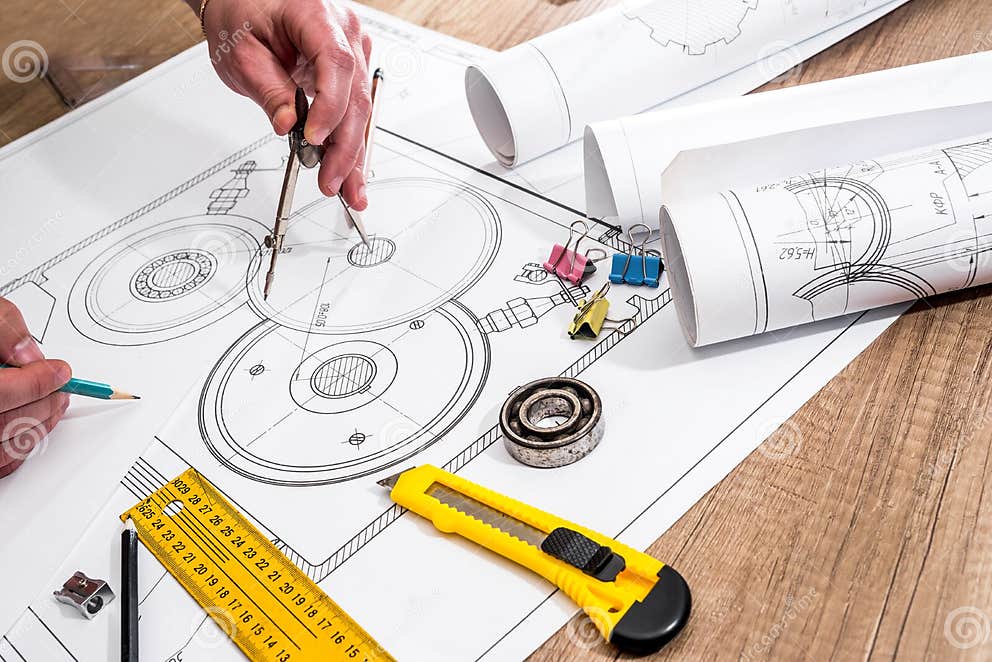 Engineer Measures the Dimensions Stock Photo - Image of engineering ...