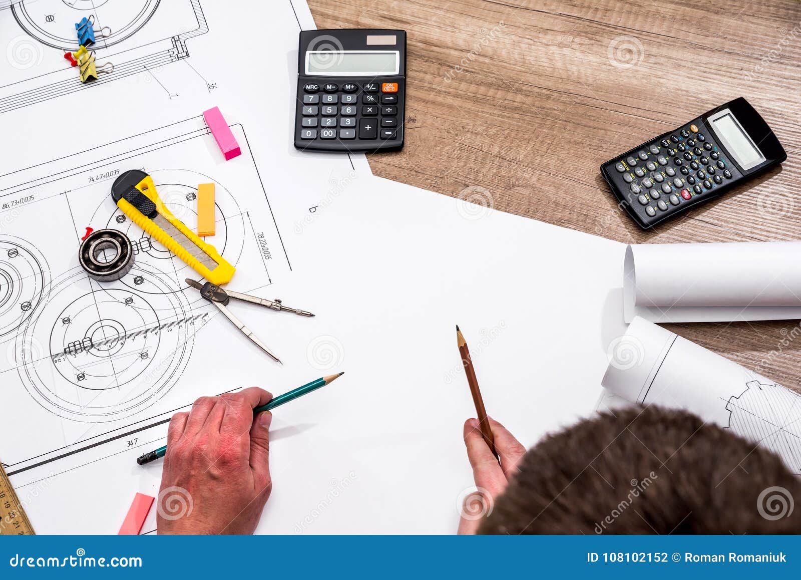 Engineer Measures the Dimensions Stock Photo - Image of business ...