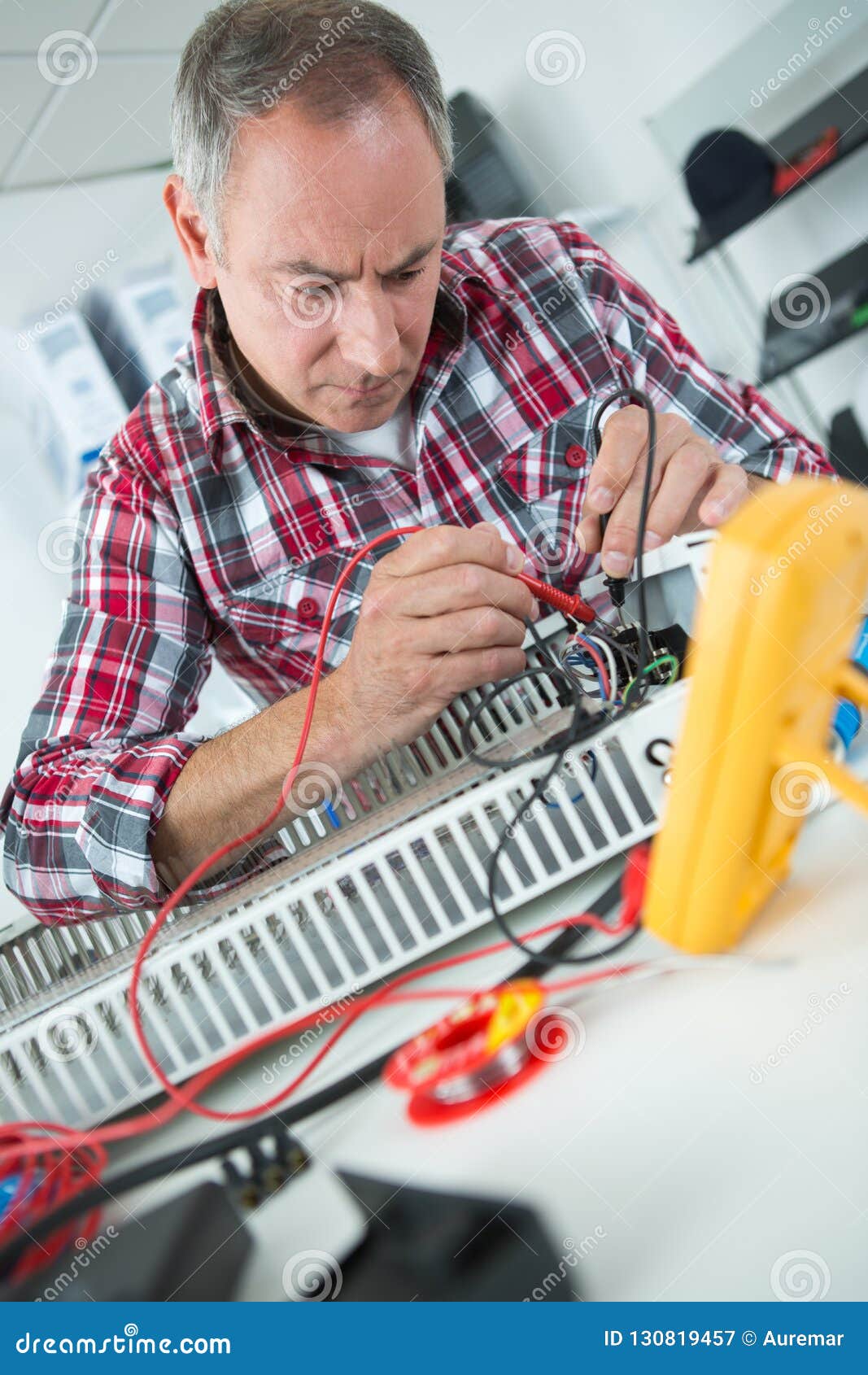 Engineer Measuring Multimeter Panel Board Stock Image - Image of ...