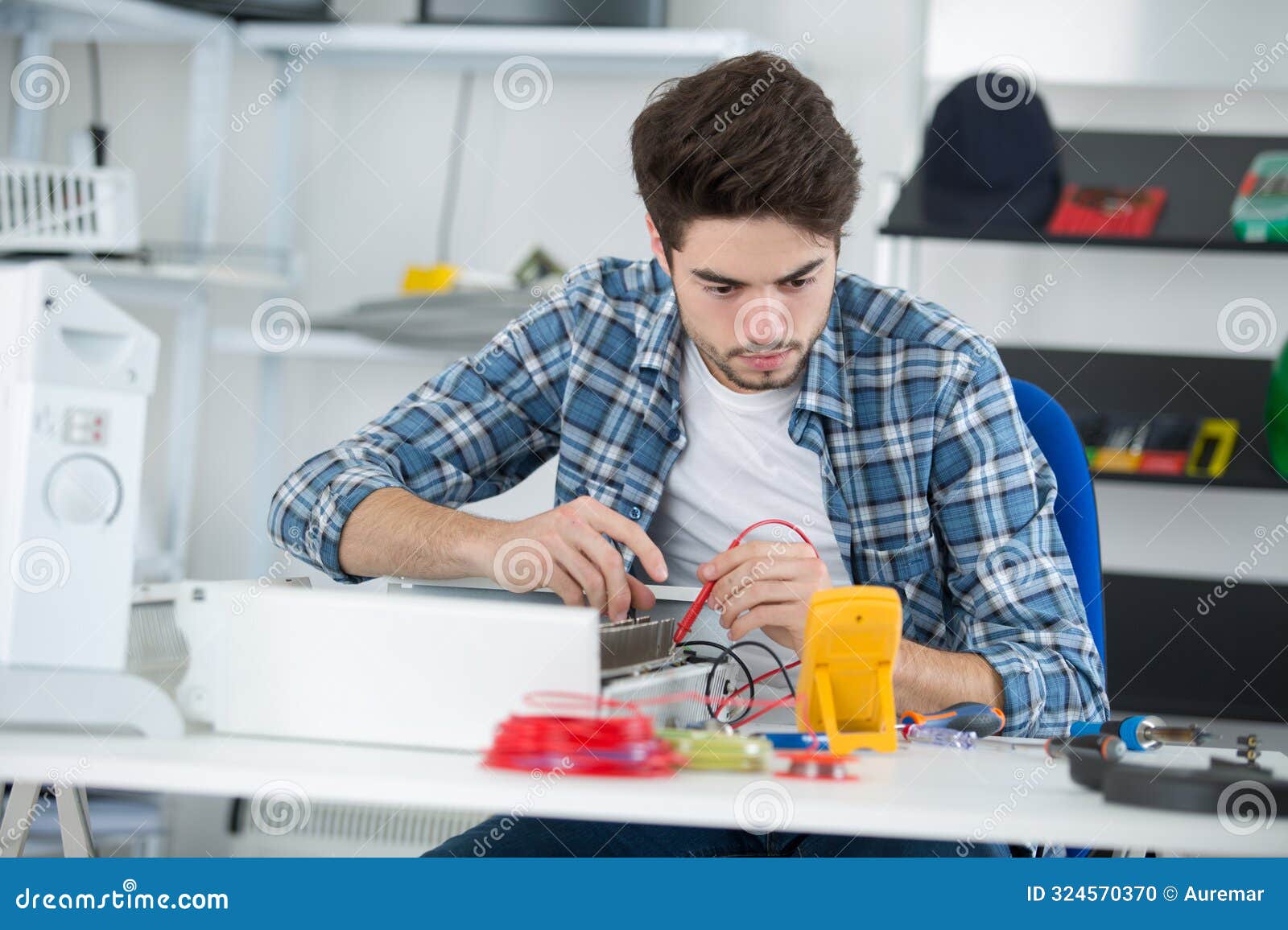 Engineer Measuring Multimeter Panel Board Stock Photo - Image of panel ...