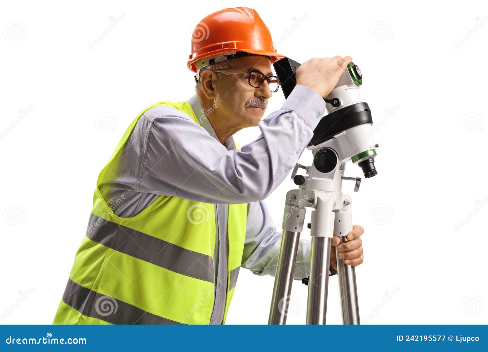 Engineer Measuring with a Positioning Station Stock Image - Image of ...