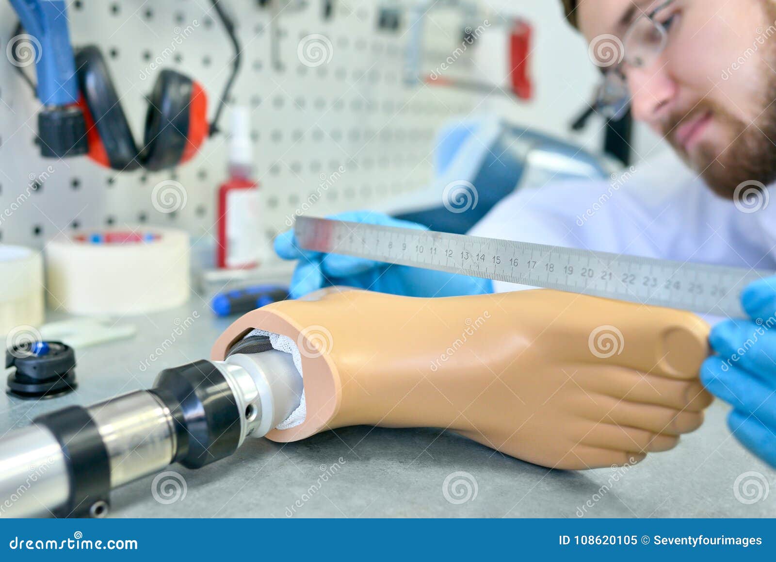 Engineer Measuring Prosthetic Foot Stock Image - Image of disability ...