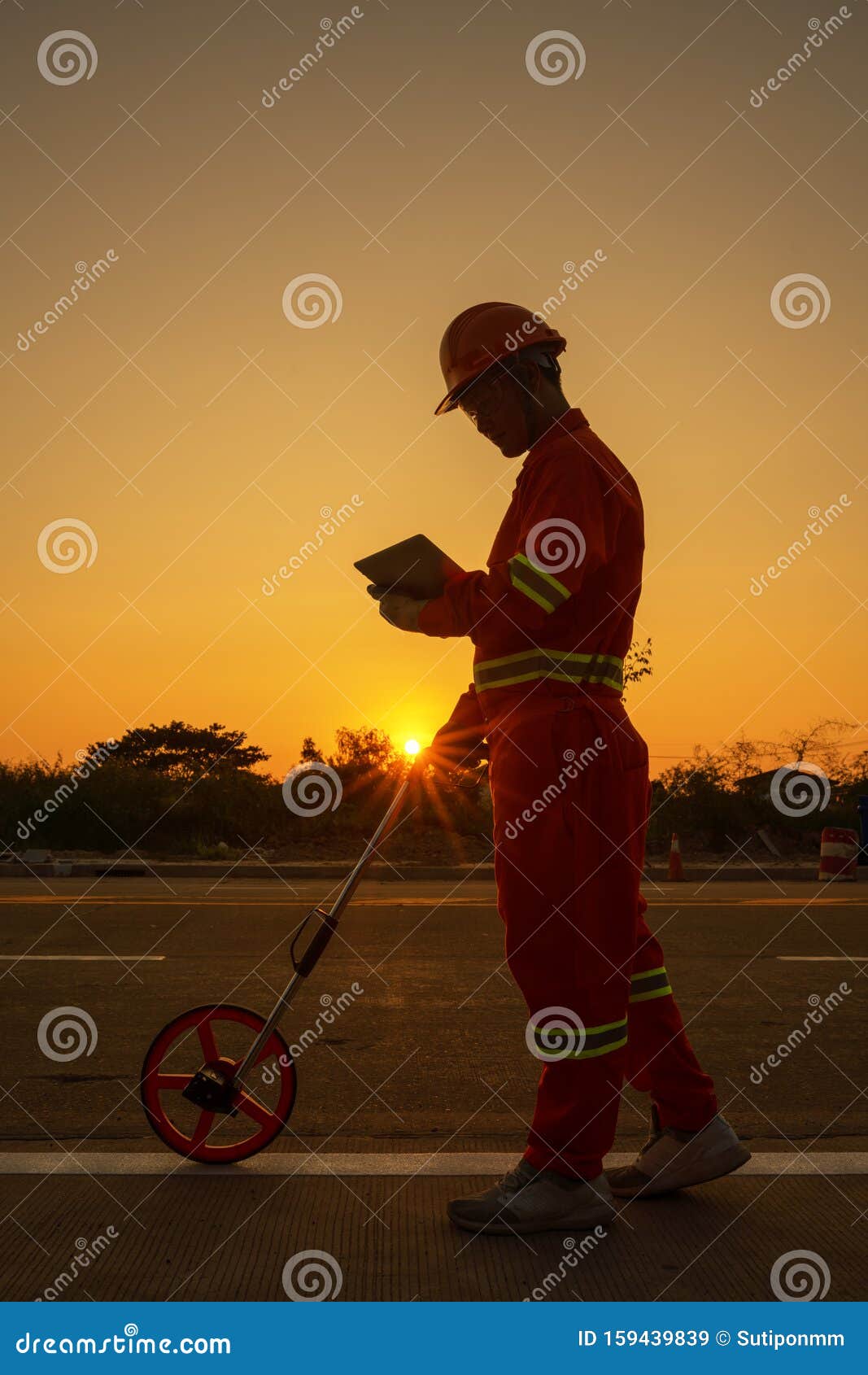 Engineer Measuring Road Distances Stock Image - Image of leisure ...