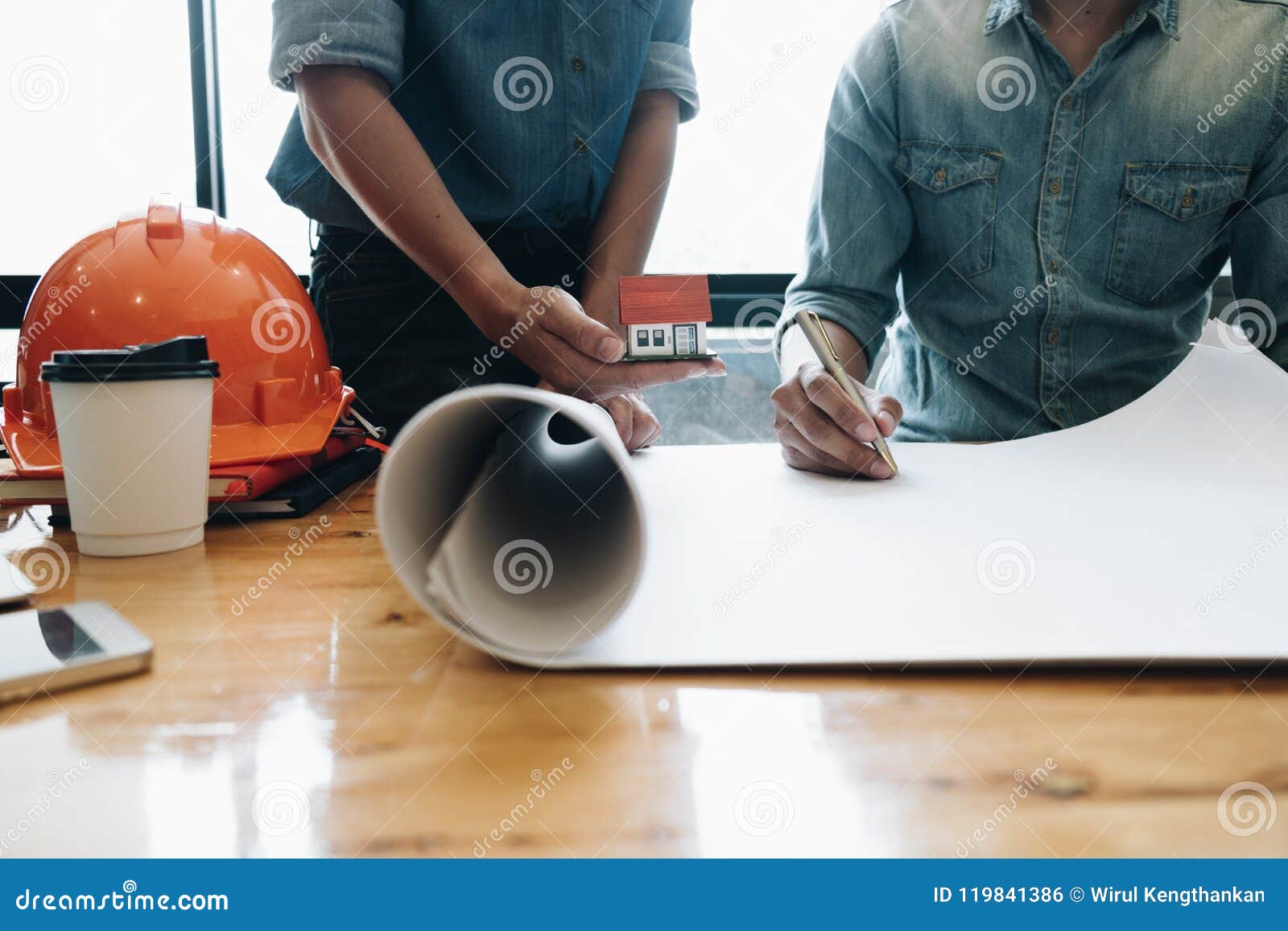 Engineer Meeting for Architectural Construction Project. Working Stock ...