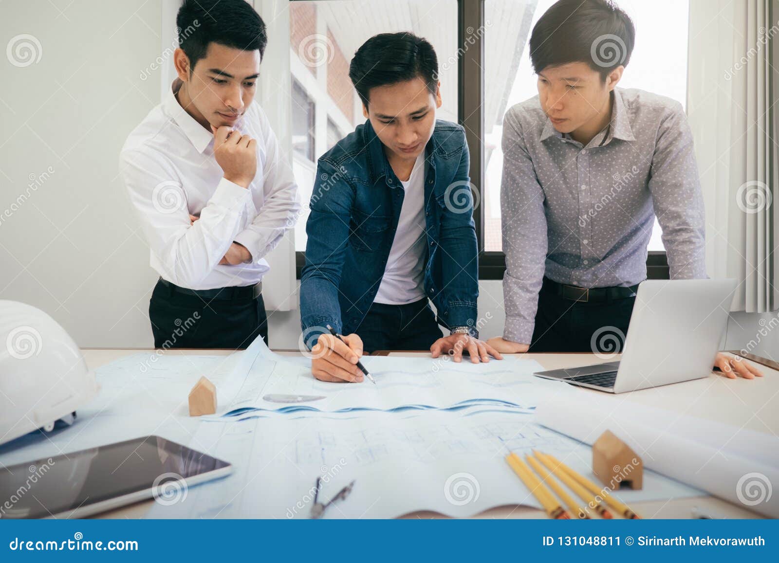 Engineer Meeting for Architectural Project Stock Image - Image of ...