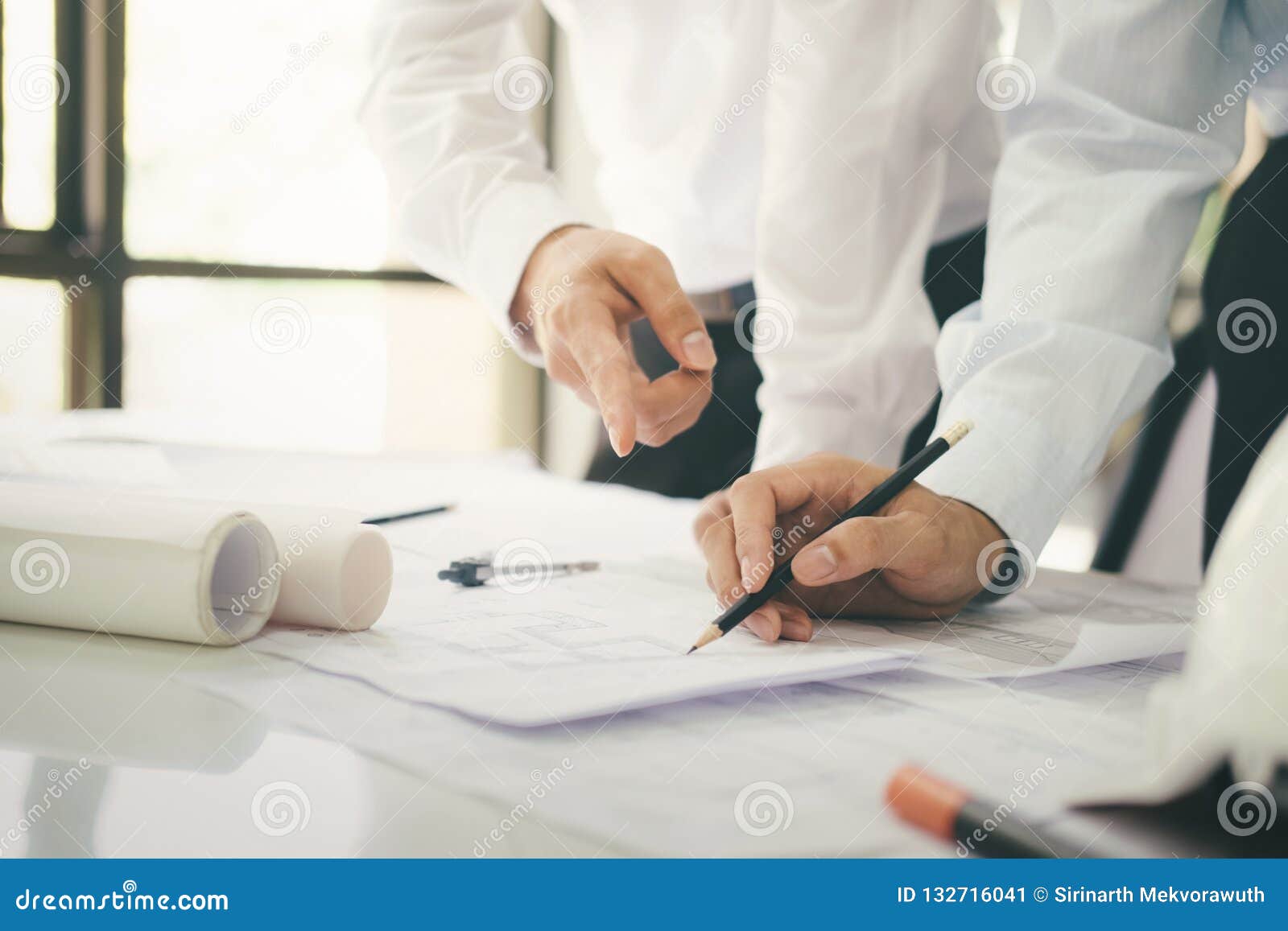 Engineer Meeting for Architectural Project Stock Image - Image of ...