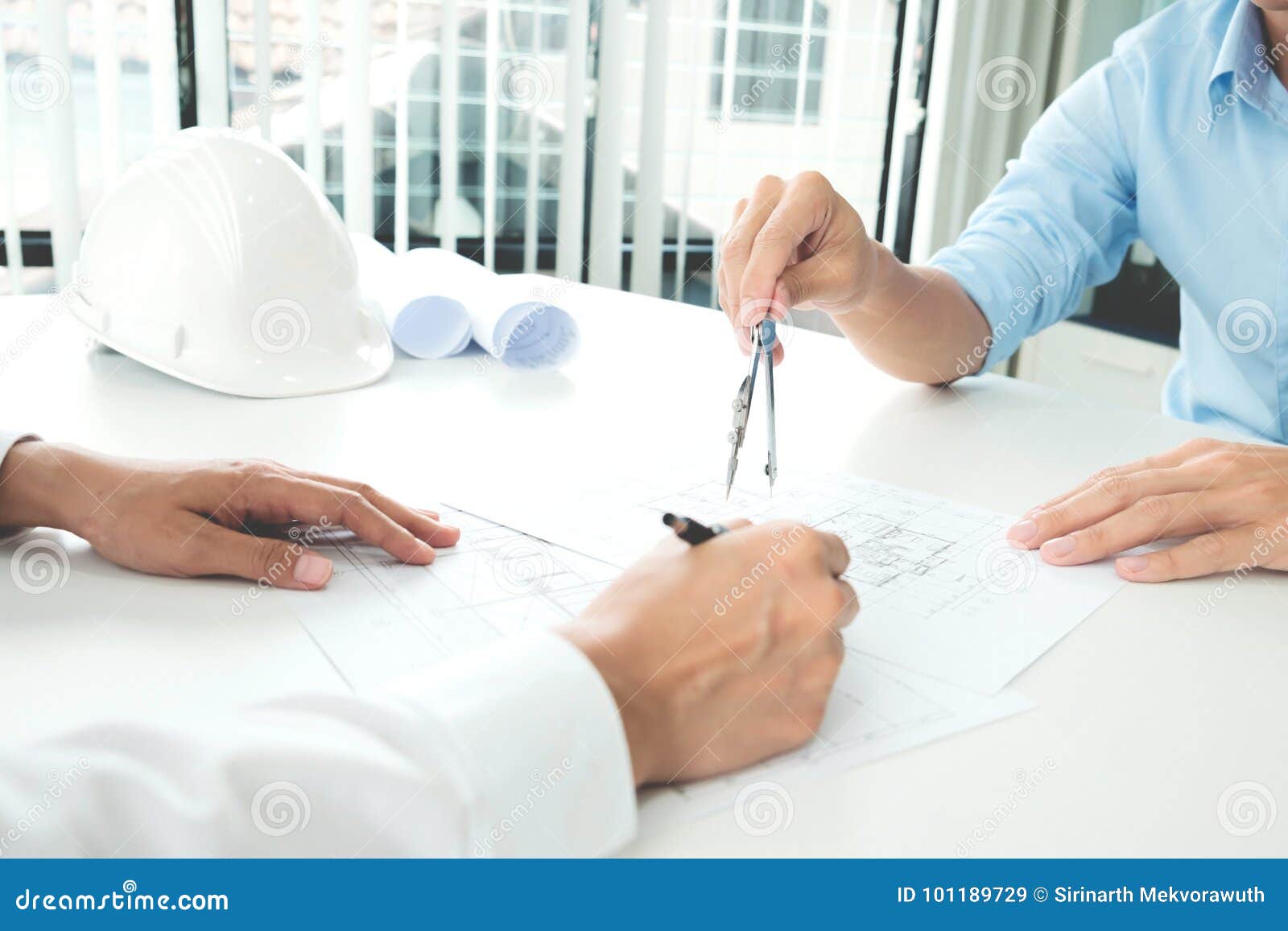 Engineer Meeting for Architectural Project Working with Partner. Stock ...