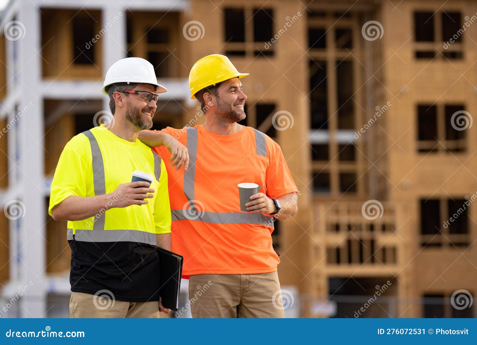 Engineer Men at Construction Site Outdoor, Copy Space. Photo of ...