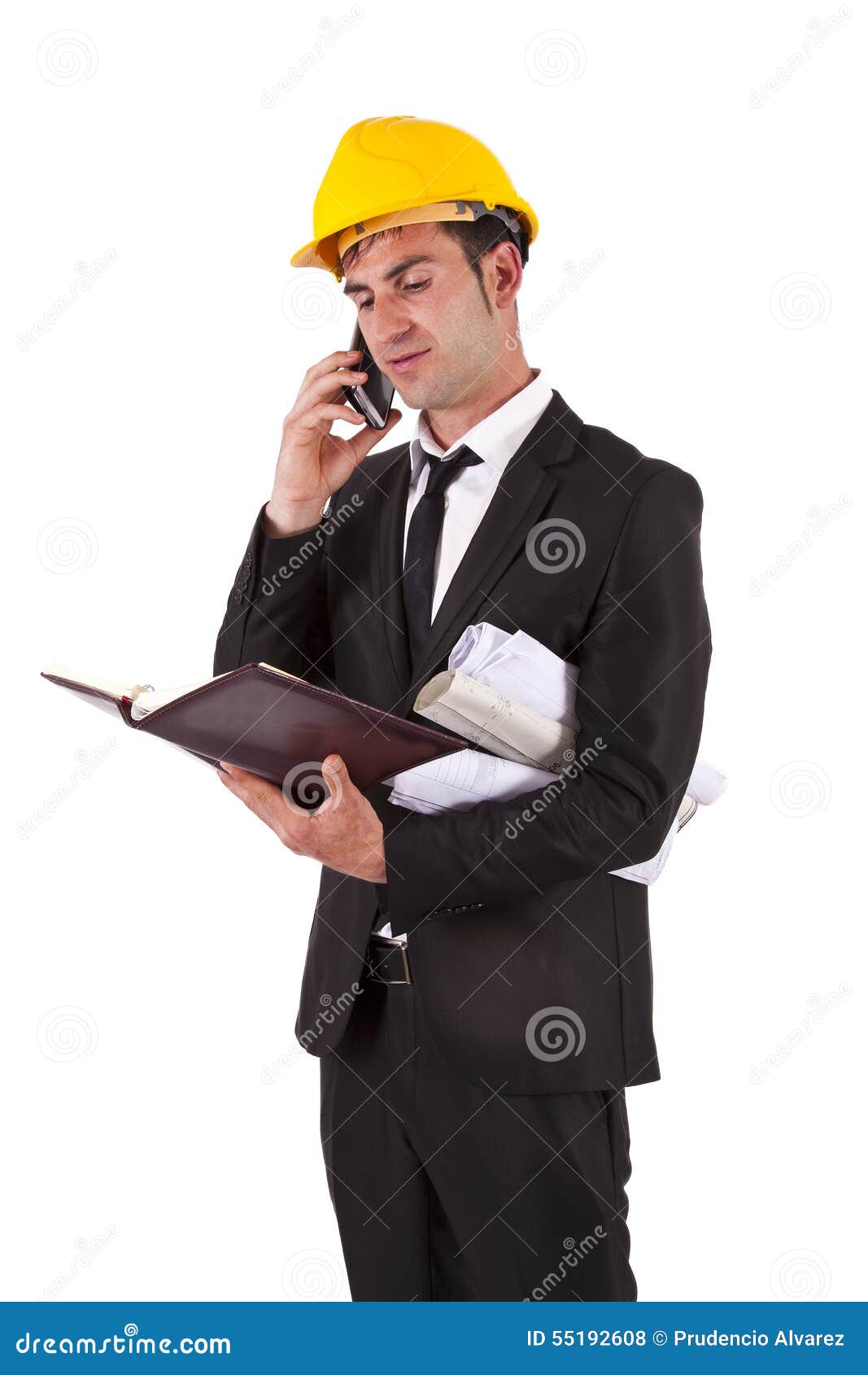 Engineer with mobile stock photo. Image of expertise - 55192608
