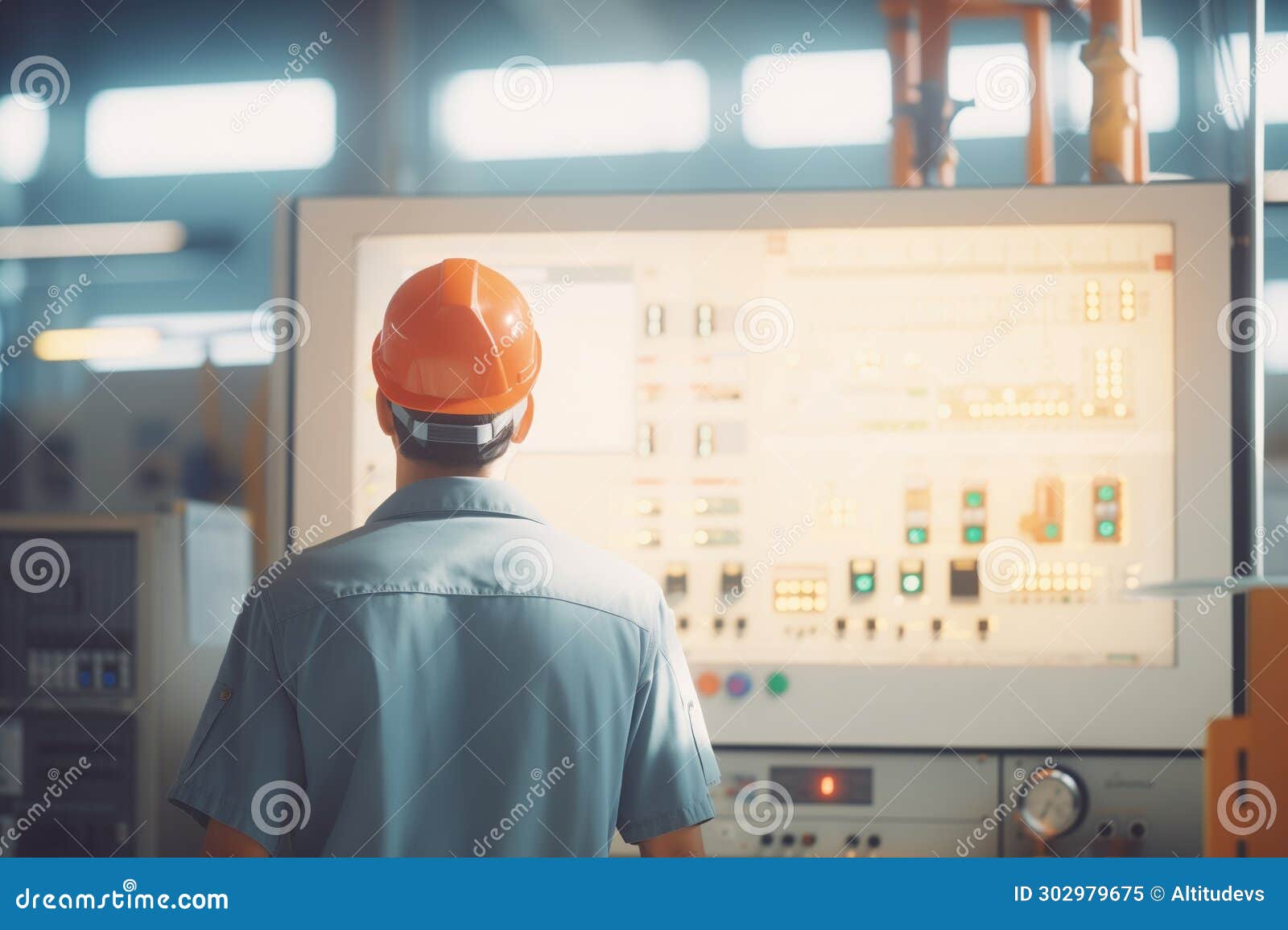 Engineer Monitoring Temperature Control Panel Stock Illustration ...