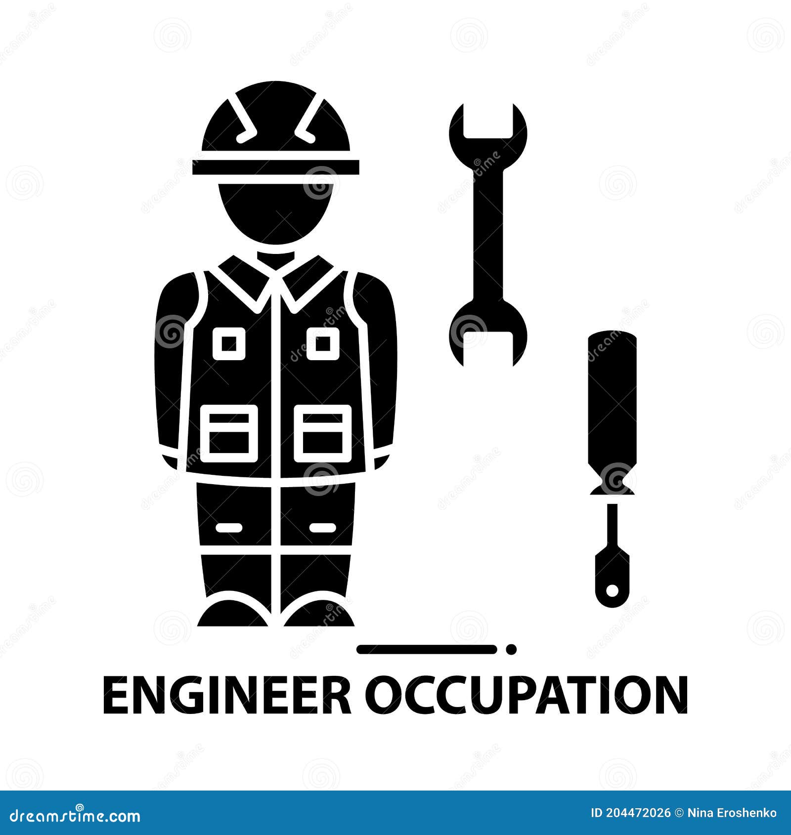 Engineer Occupation Icon, Black Vector Sign with Editable Strokes ...