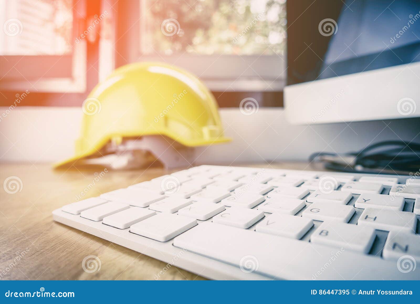 Engineer Office Working Desk with Computer Stock Image - Image of ...