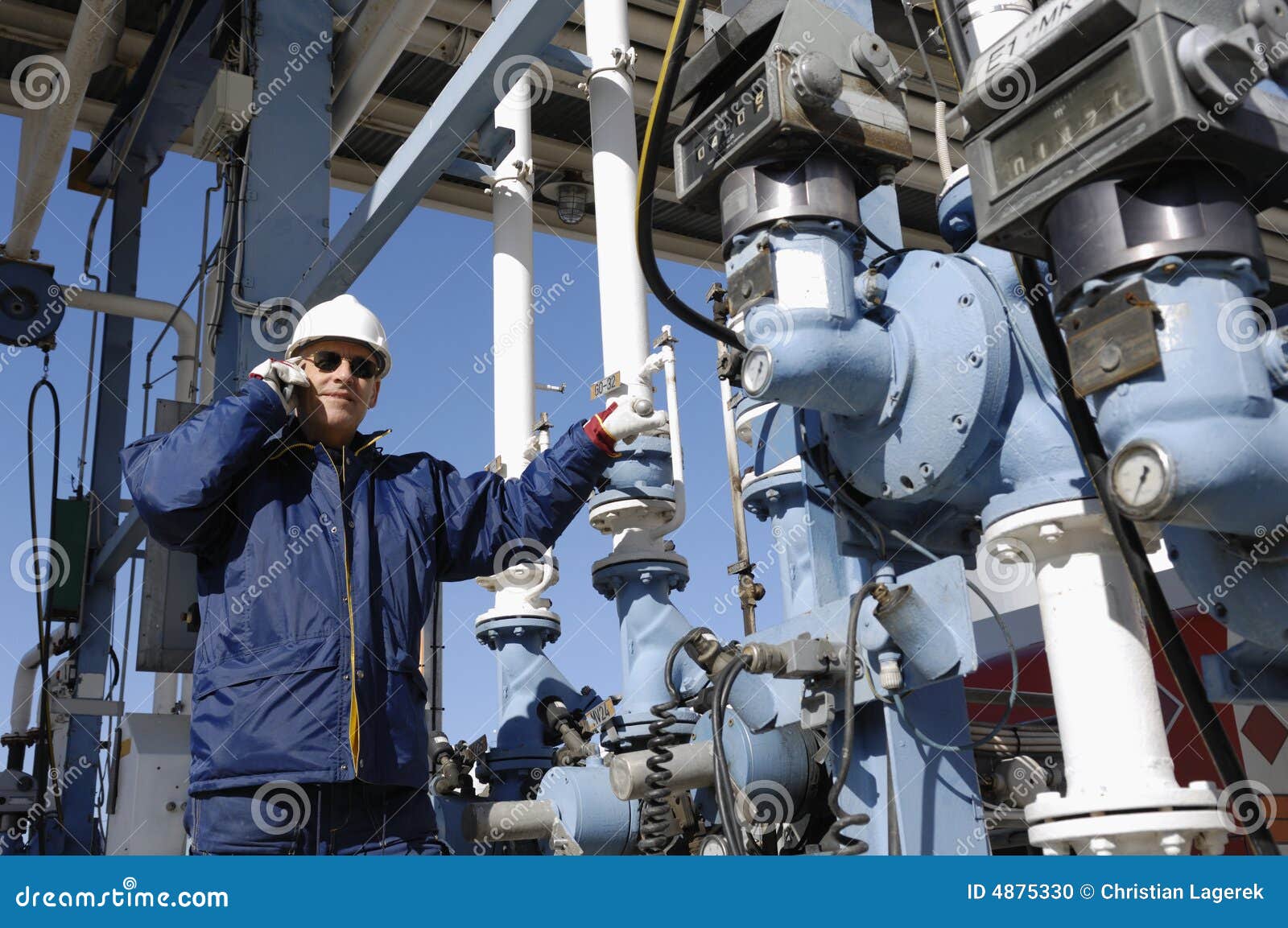 Engineer at Oil and Gas Depot Stock Photo - Image of pipelines ...