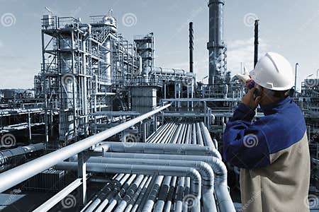 Engineer and oil refinery stock image. Image of power - 8488247