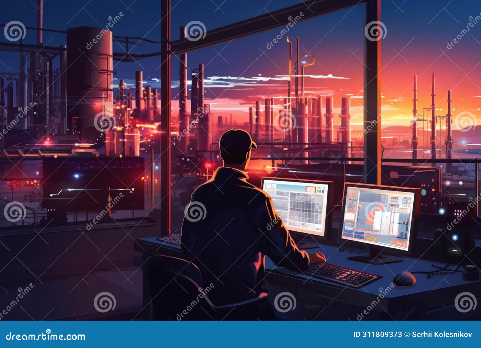 A Specialist Manages the Work Process in Production. an Engineer ...