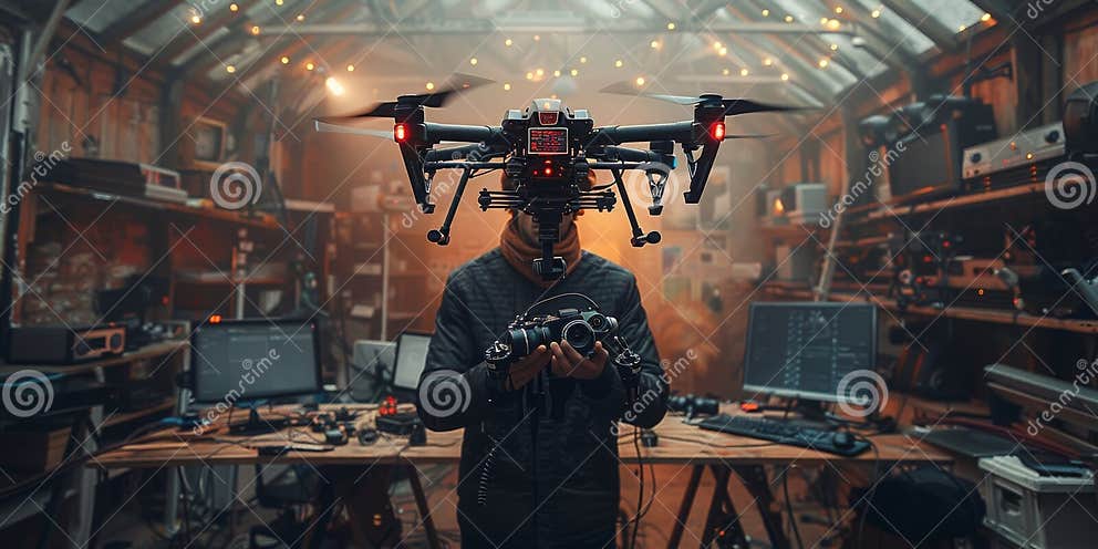 Engineer Testing Drone in Hightech Workshop with Latest Technology and ...