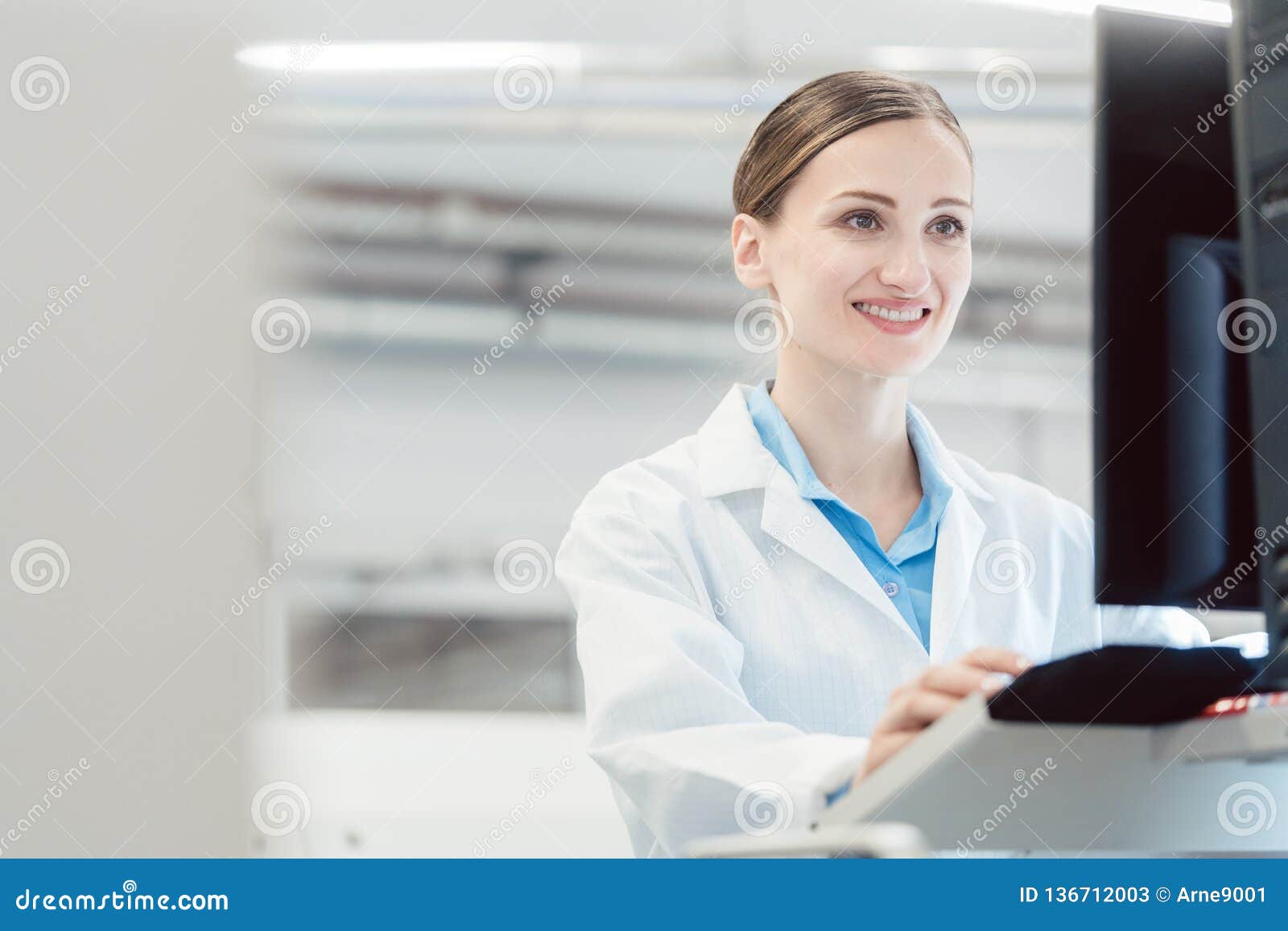 Engineer Operating Manufacturing Line in Electronics Factory Stock ...