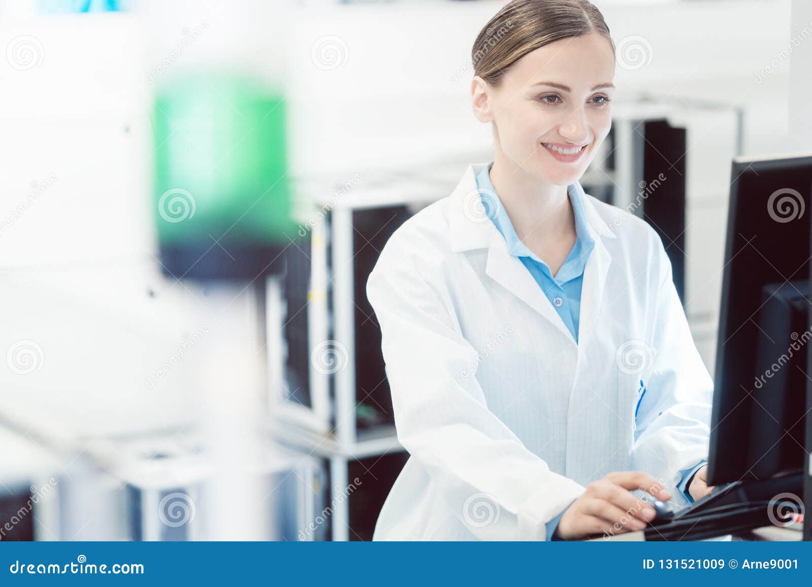 Engineer Operating Manufacturing Line in Electronics Factory Stock ...