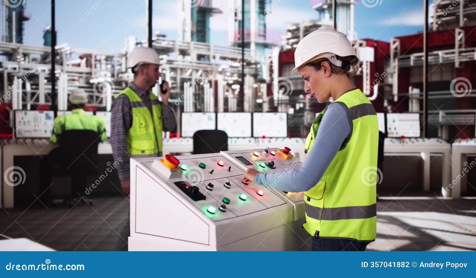 Engineer Operator Using Control Panel Stock Photo - Image of plant ...