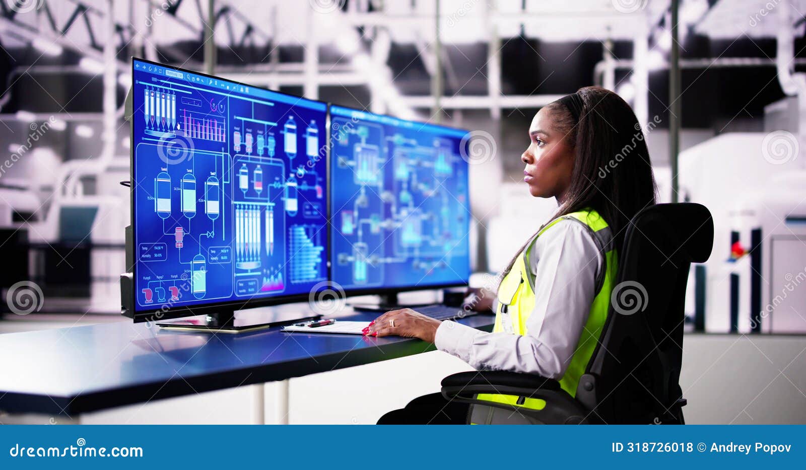 Engineer Operator Using Scada System Stock Photo - Image of black ...