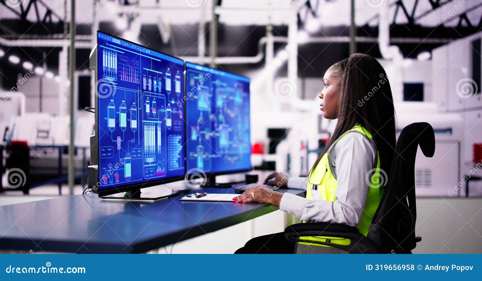 Engineer Operator Using Scada System Stock Photo - Image of girl, plant ...