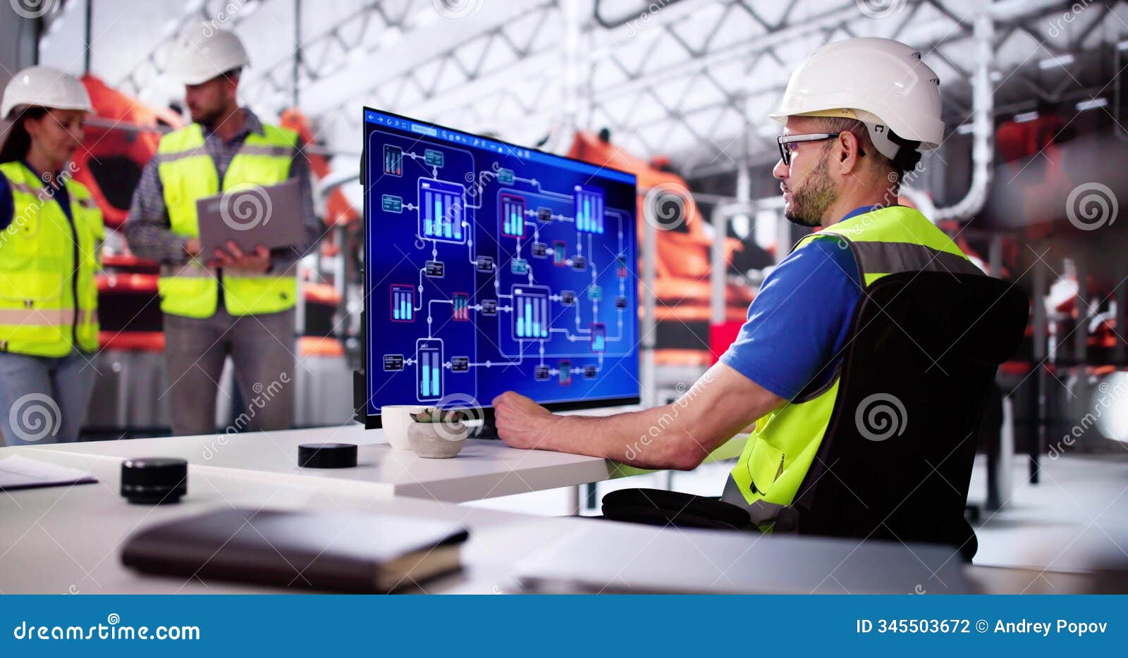 Engineer Operator Using Scada System Stock Photography | CartoonDealer ...