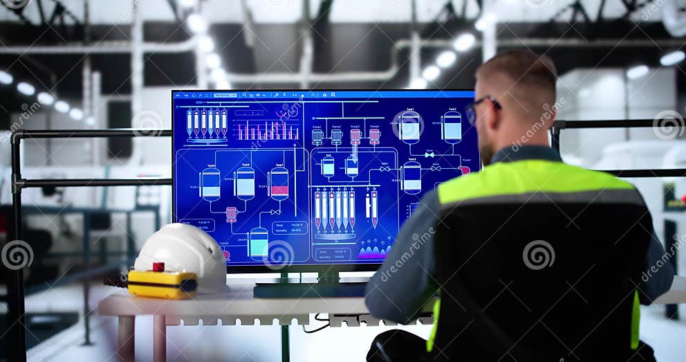 Engineer Operators Using Scada System Stock Image - Image of control ...