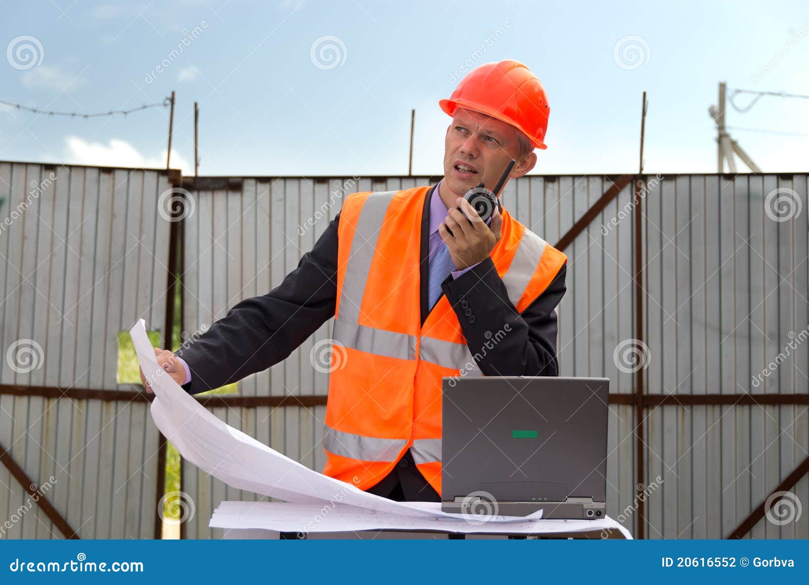 Engineer in Orange Jacket and Helmet Stock Photo - Image of career ...