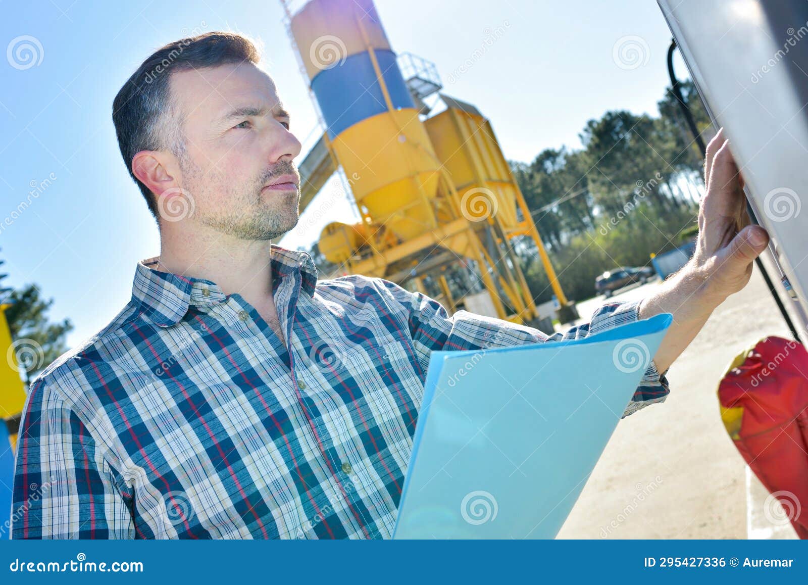 Engineer outside factory stock photo. Image of caucasian - 295427336