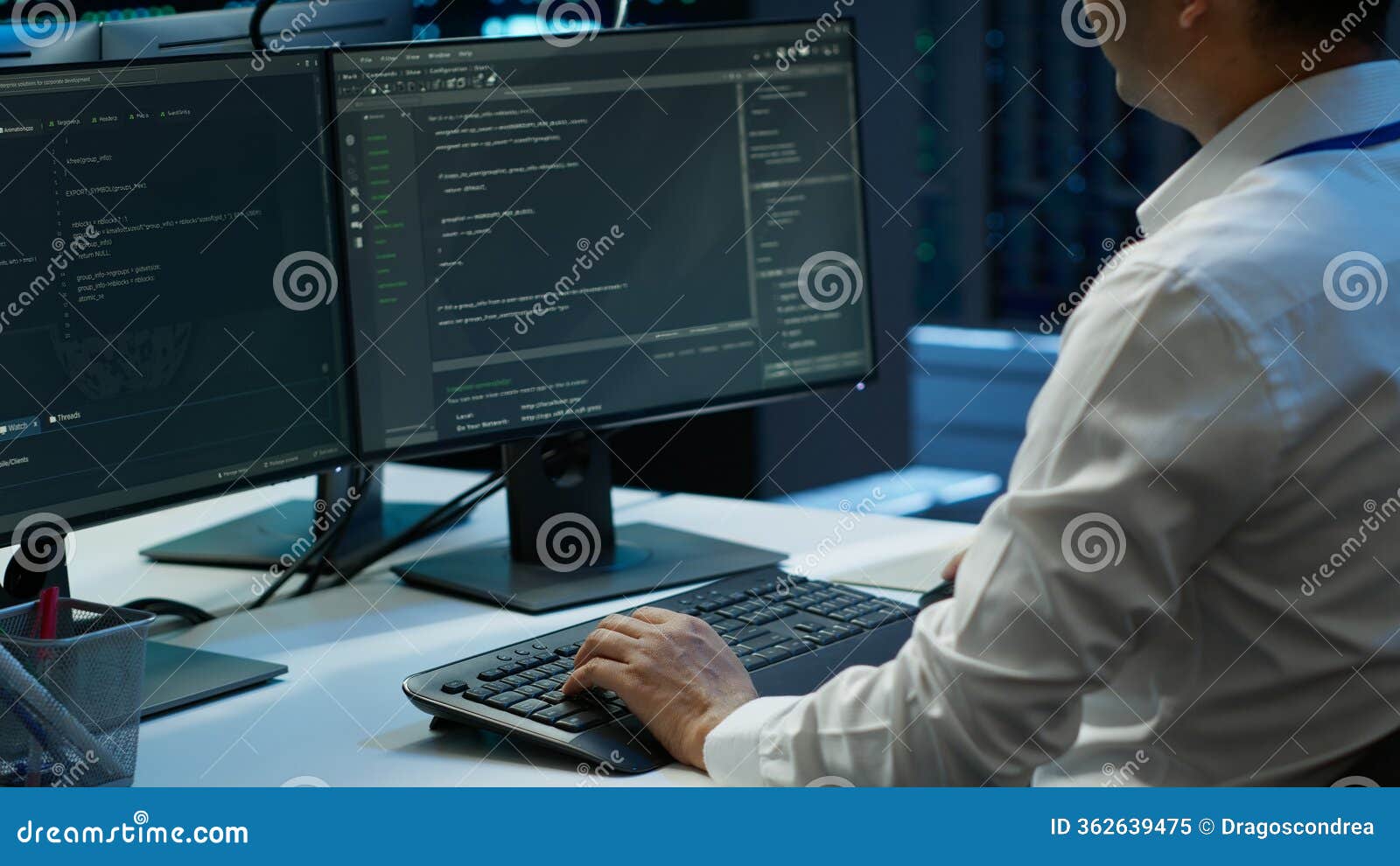 Engineer Overseeing Data Center, Making Routine Improvements Stock ...