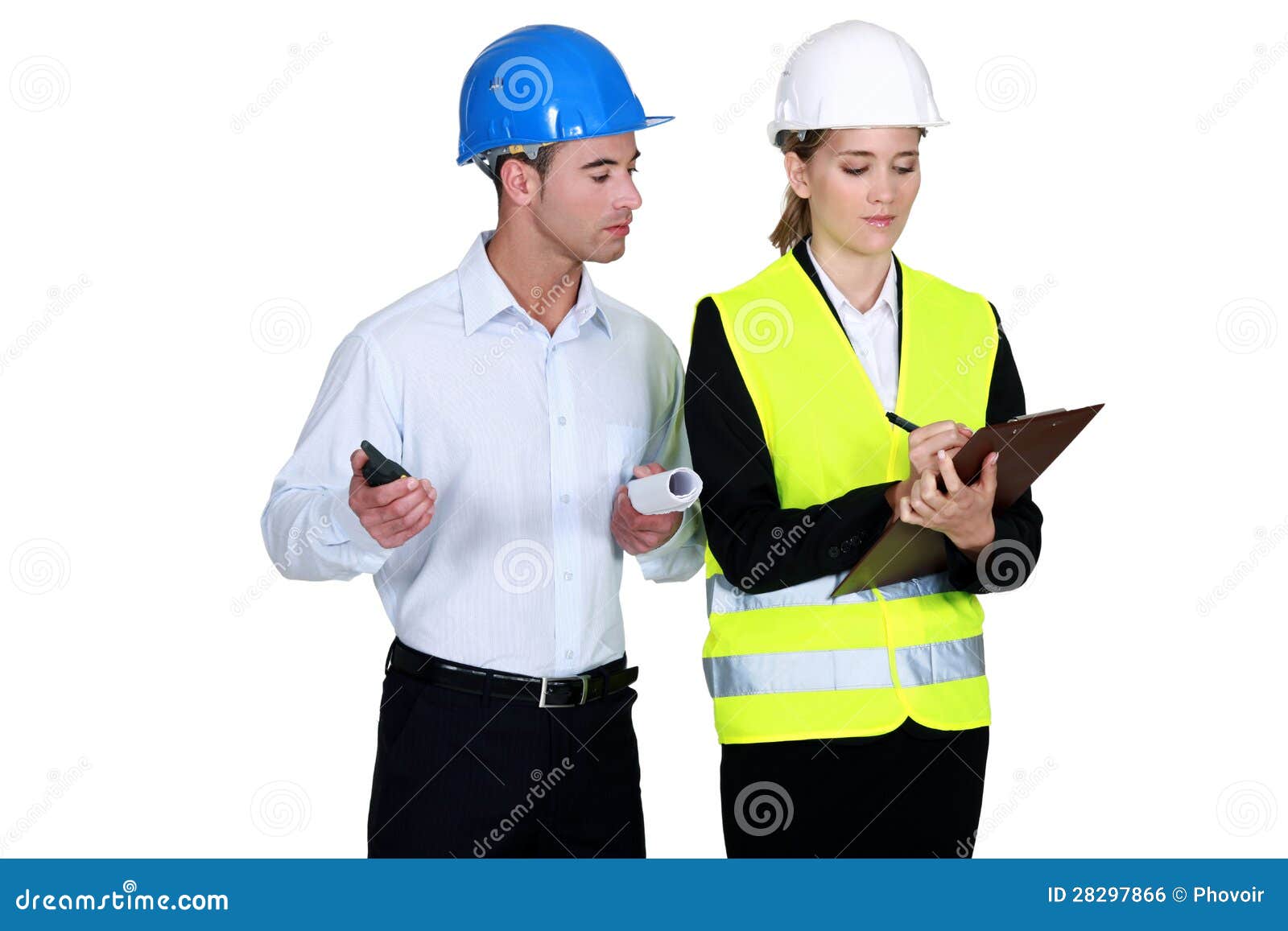Engineer Peering Over Shoulder Stock Photo - Image of clipboard ...