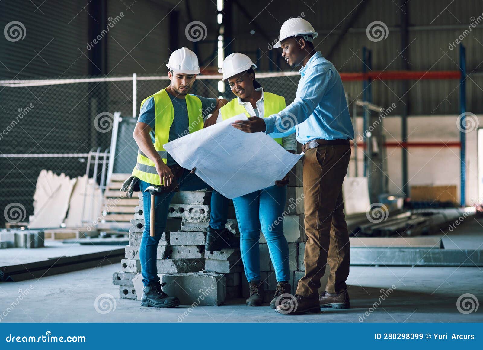 Engineer People, Blueprint and Meeting in Teamwork Construction ...