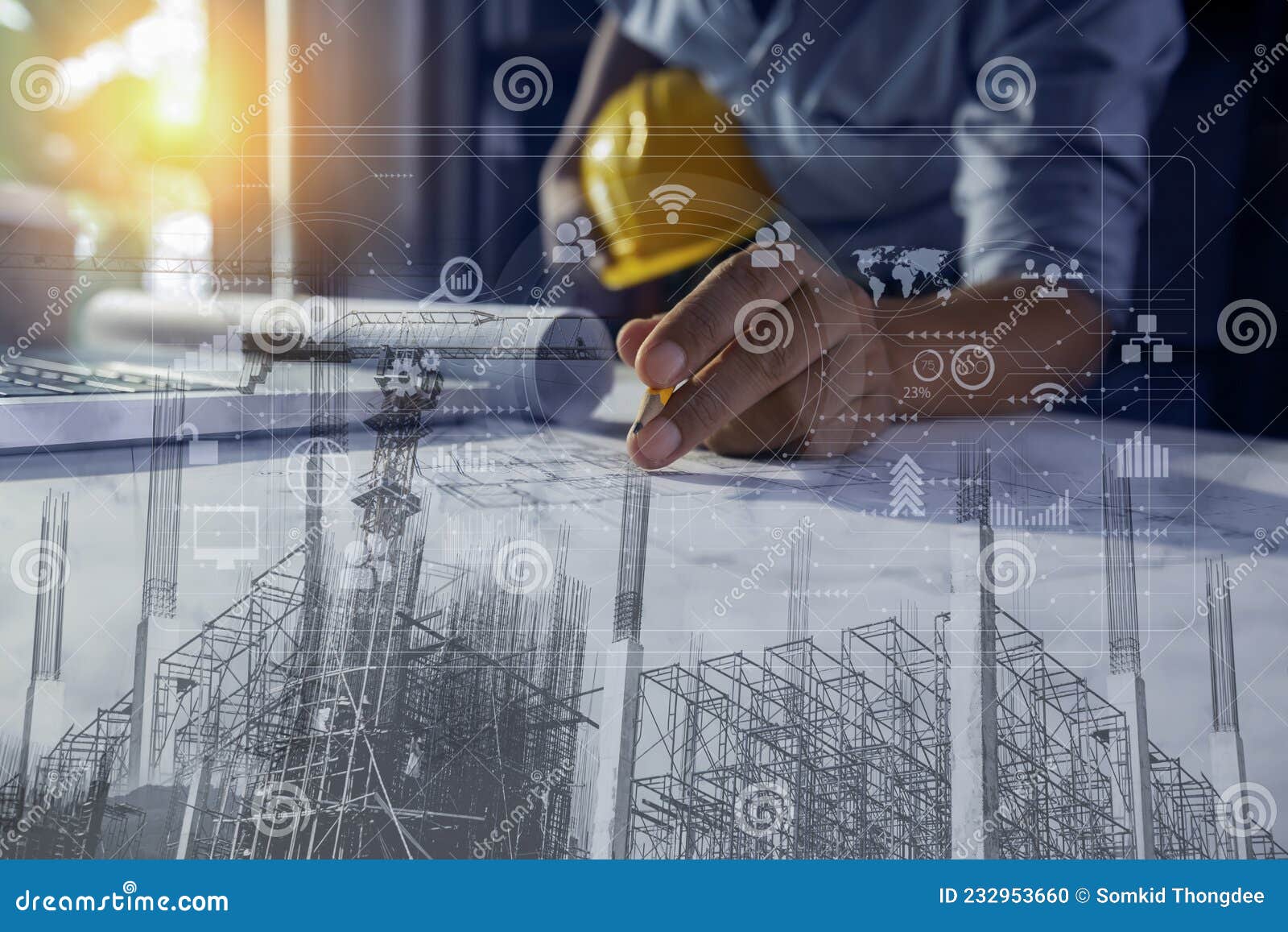 Engineer People Meeting Working at Office Table. Stock Photo - Image of ...