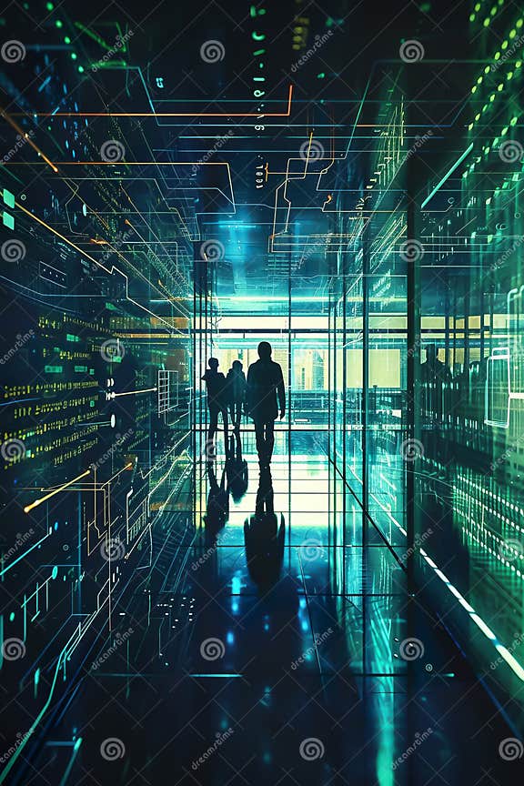 Engineer People in Server Room with Racks, Technology and Digital ...