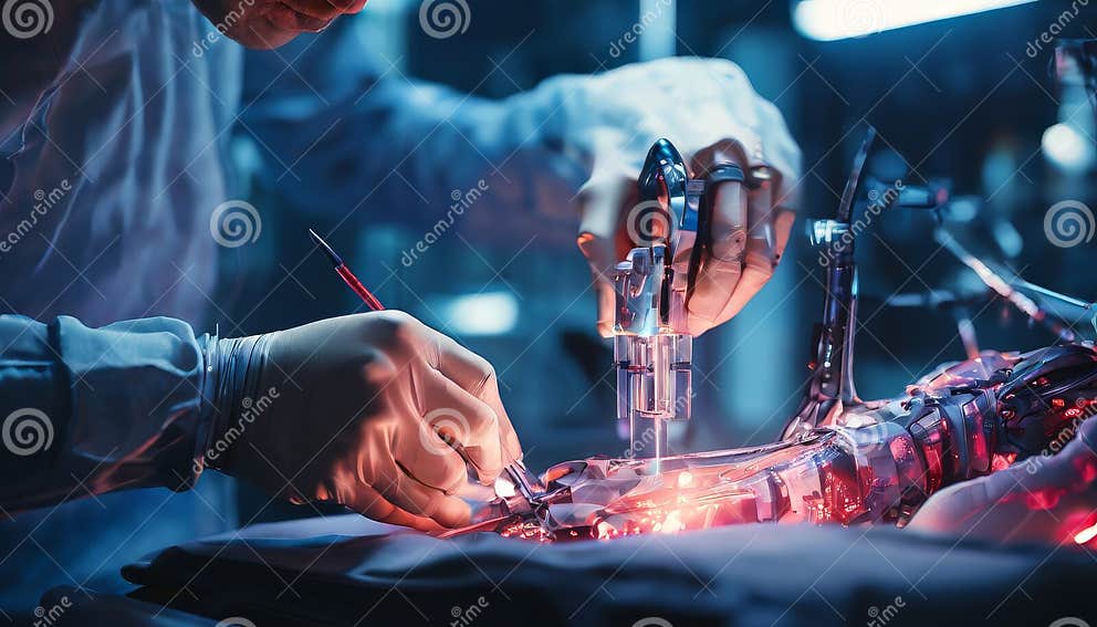 Engineer Performing Delicate Robotic Surgery in High-tech Lab Stock ...