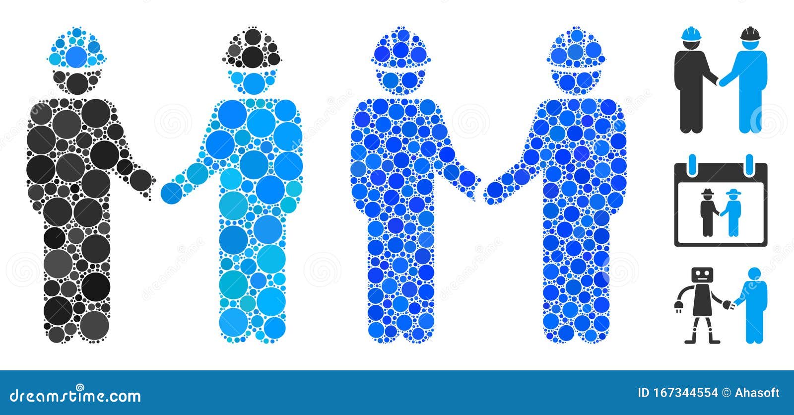 Engineer Persons Handshake Composition Icon of Round Dots Stock Vector ...