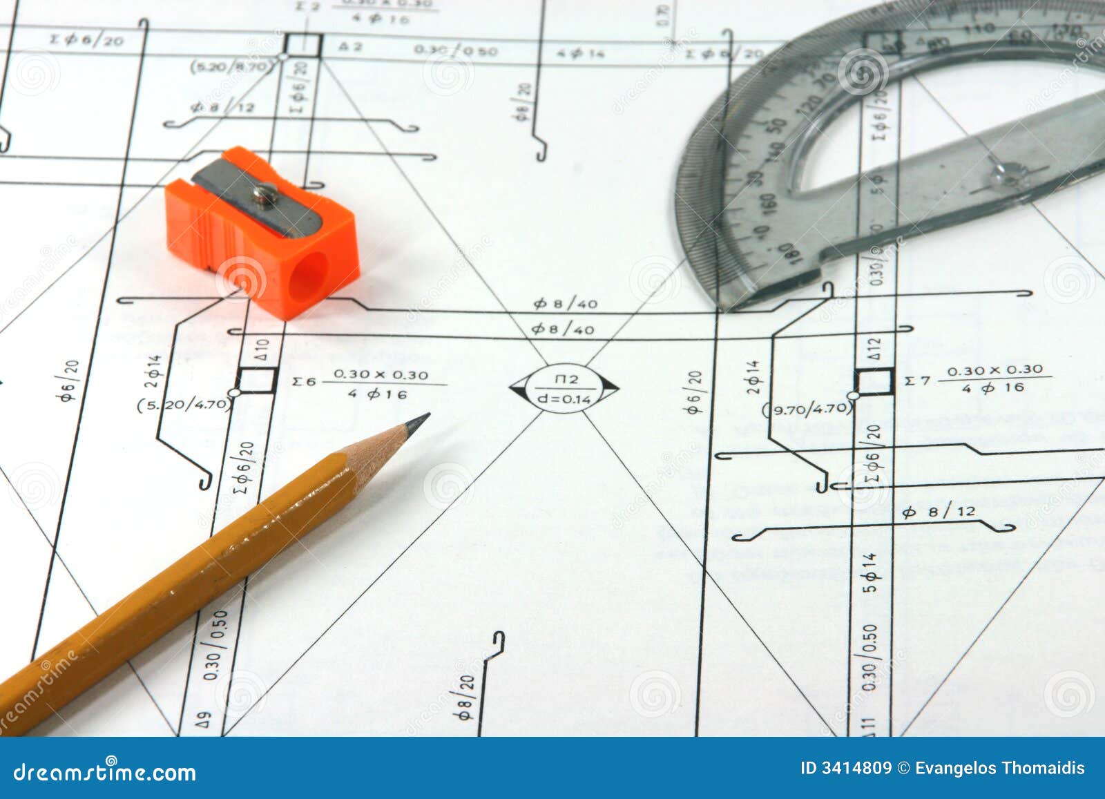 Engineer plans stock image. Image of tools, diagram, plan - 3414809