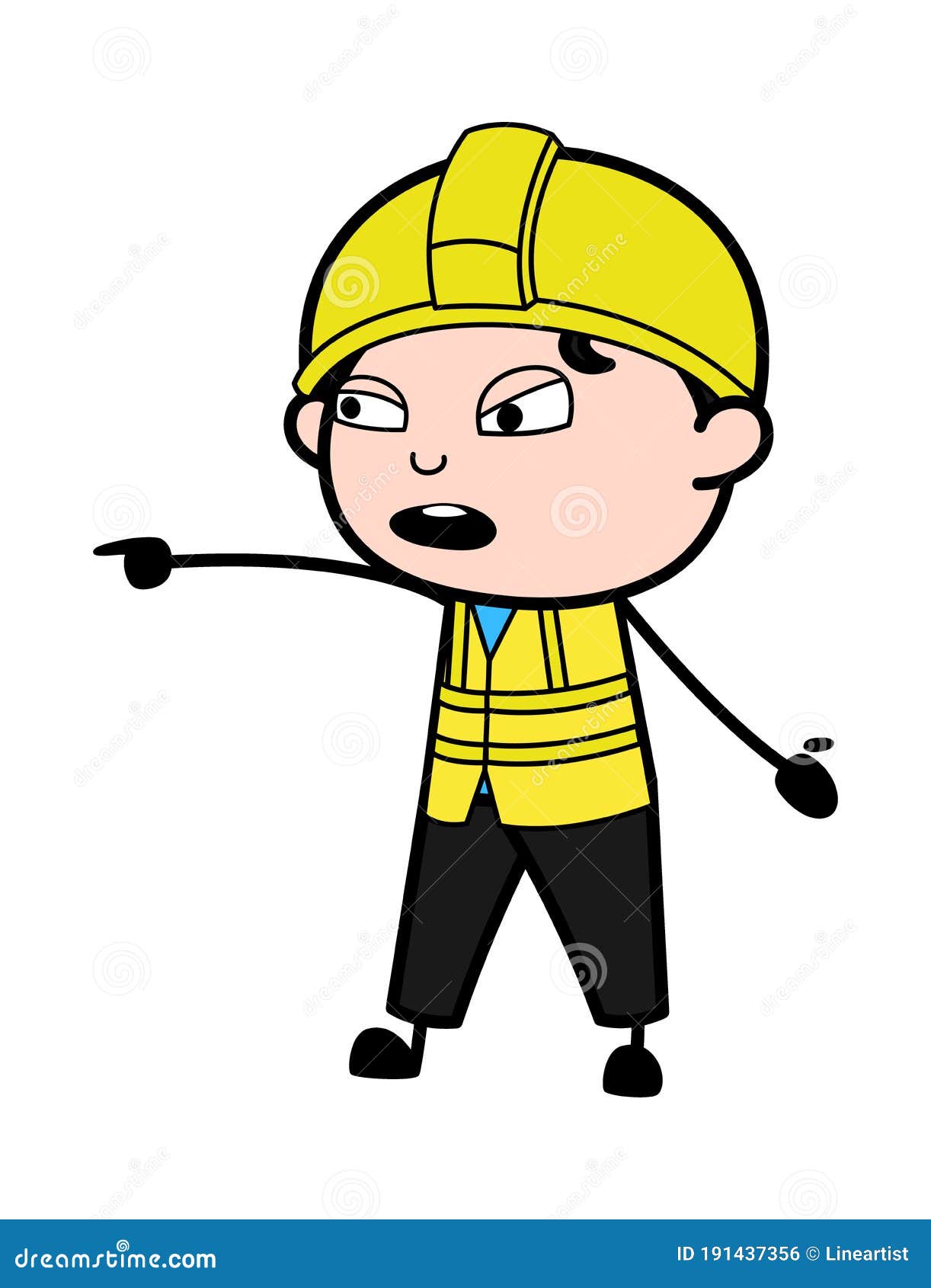 Engineer Pointing Finger Cartoon Stock Illustration - Illustration of ...