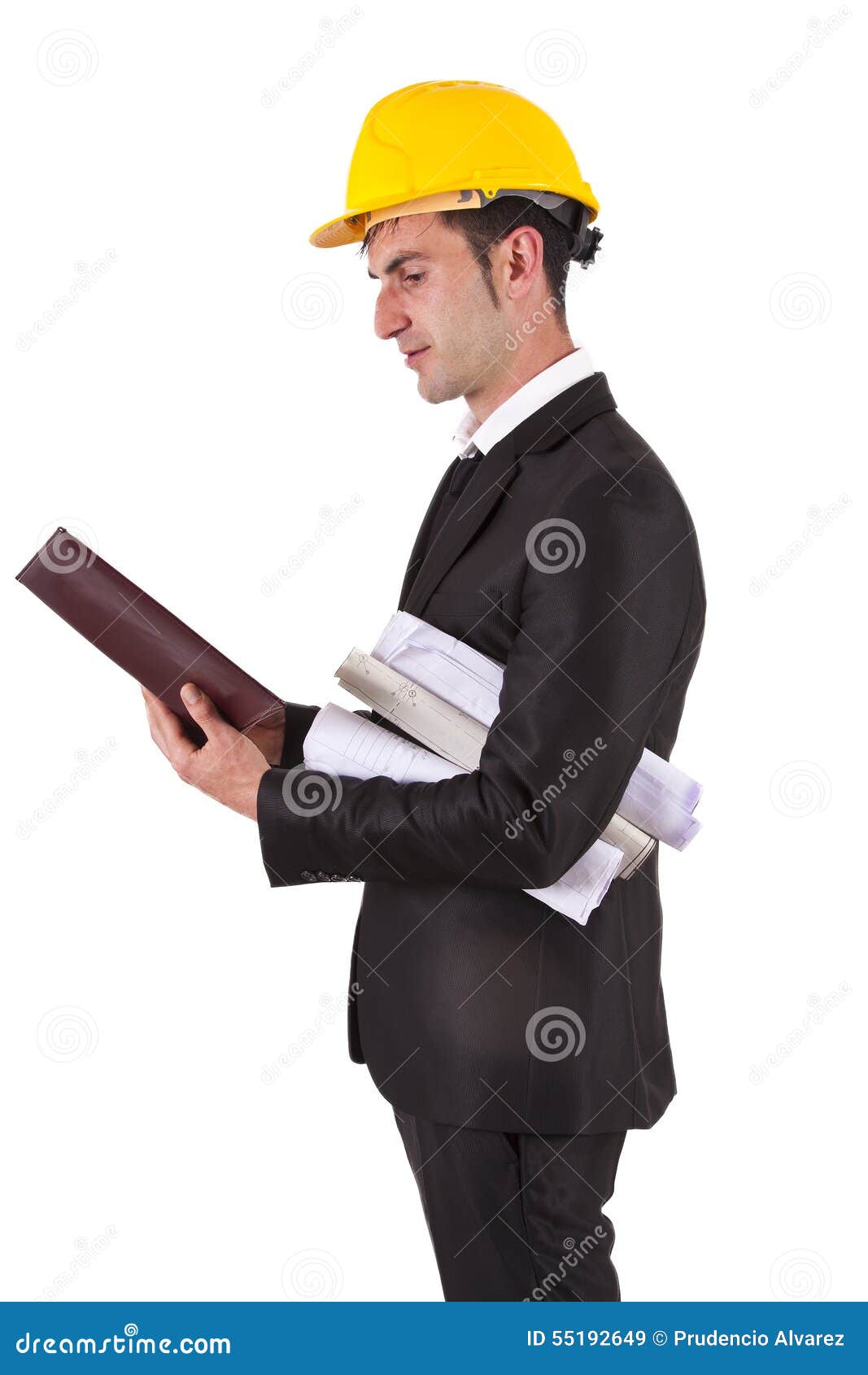 Engineer pointing stock image. Image of industrial, isolated - 55192649