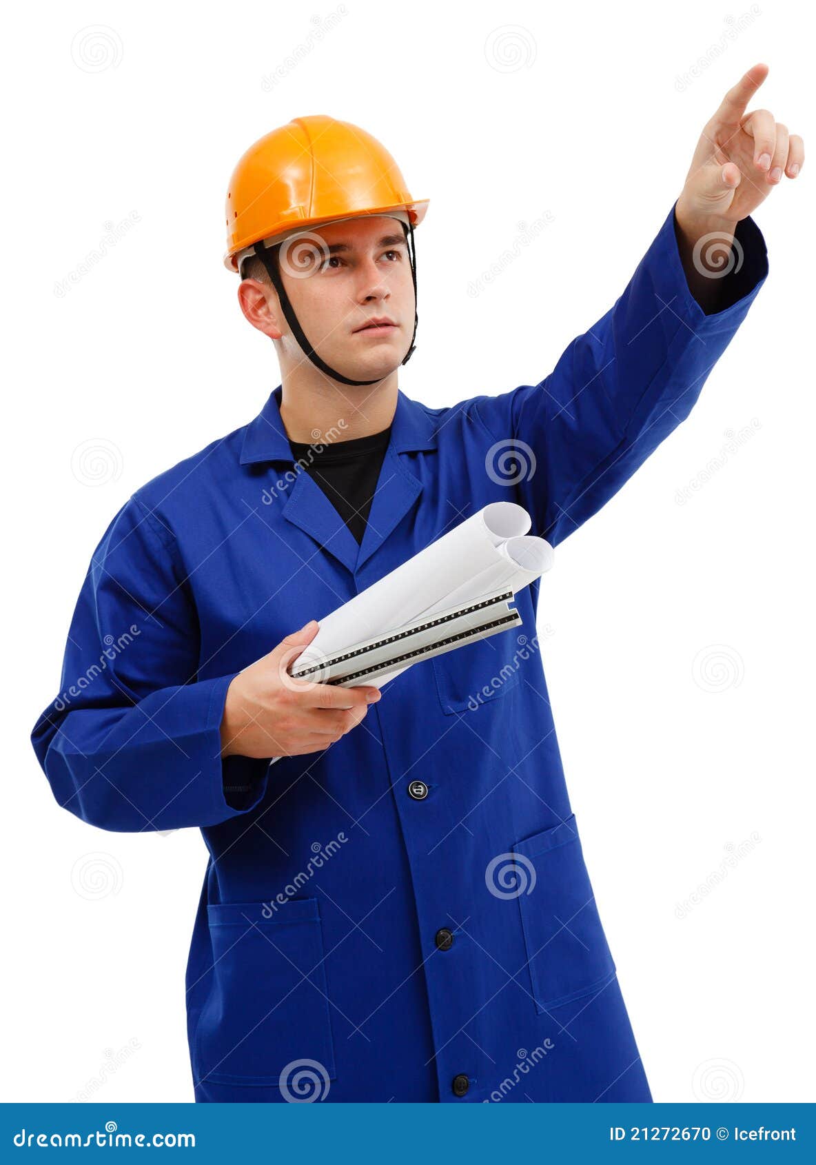 Engineer pointing upwards stock photo. Image of engineer - 21272670