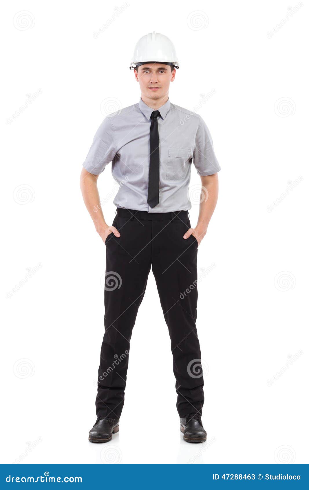 Engineer Posing with Hands in Pockets Stock Image - Image of front ...