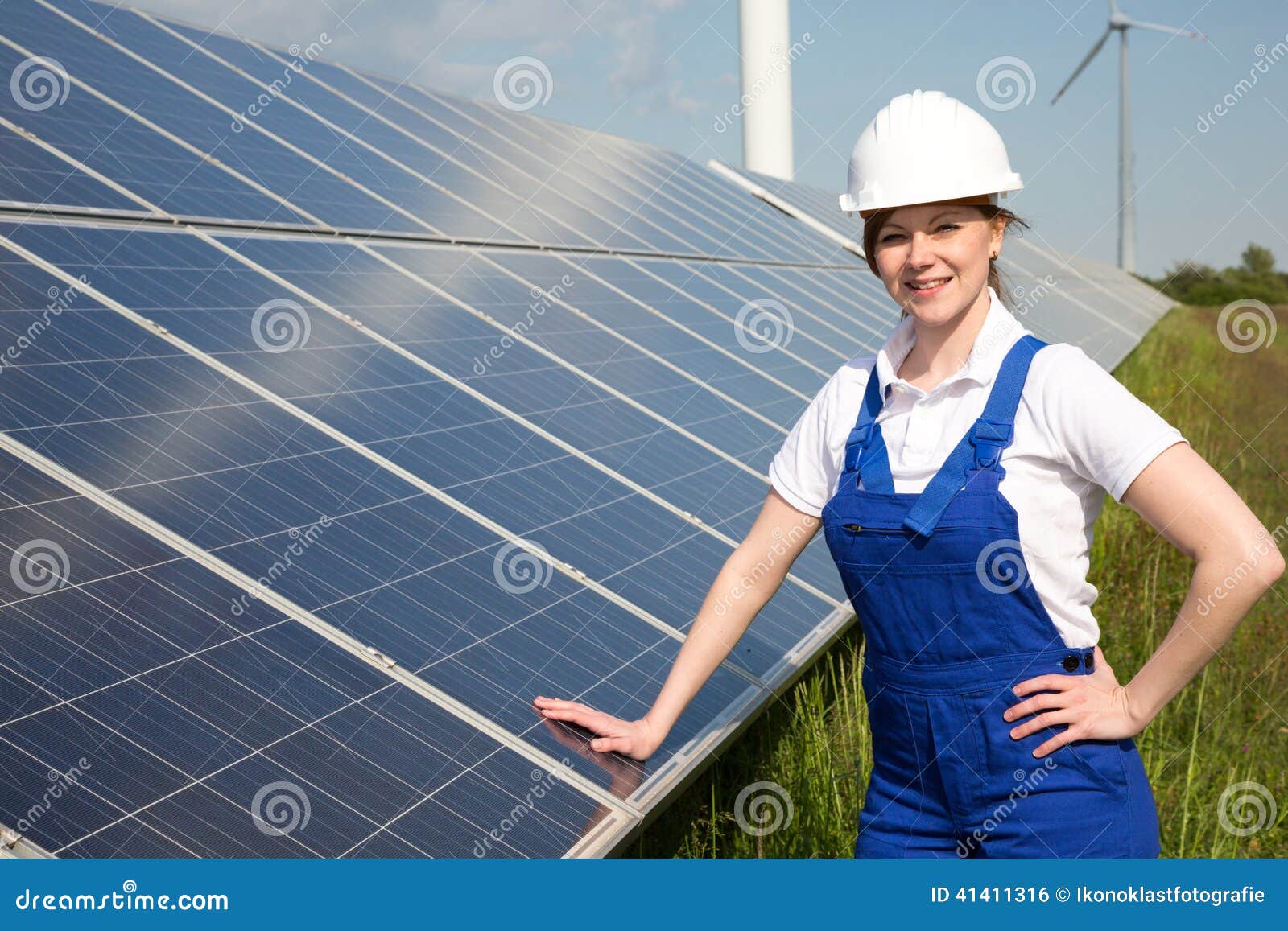 Engineer Posing with Solar Energy Panels Stock Photo - Image of panel ...