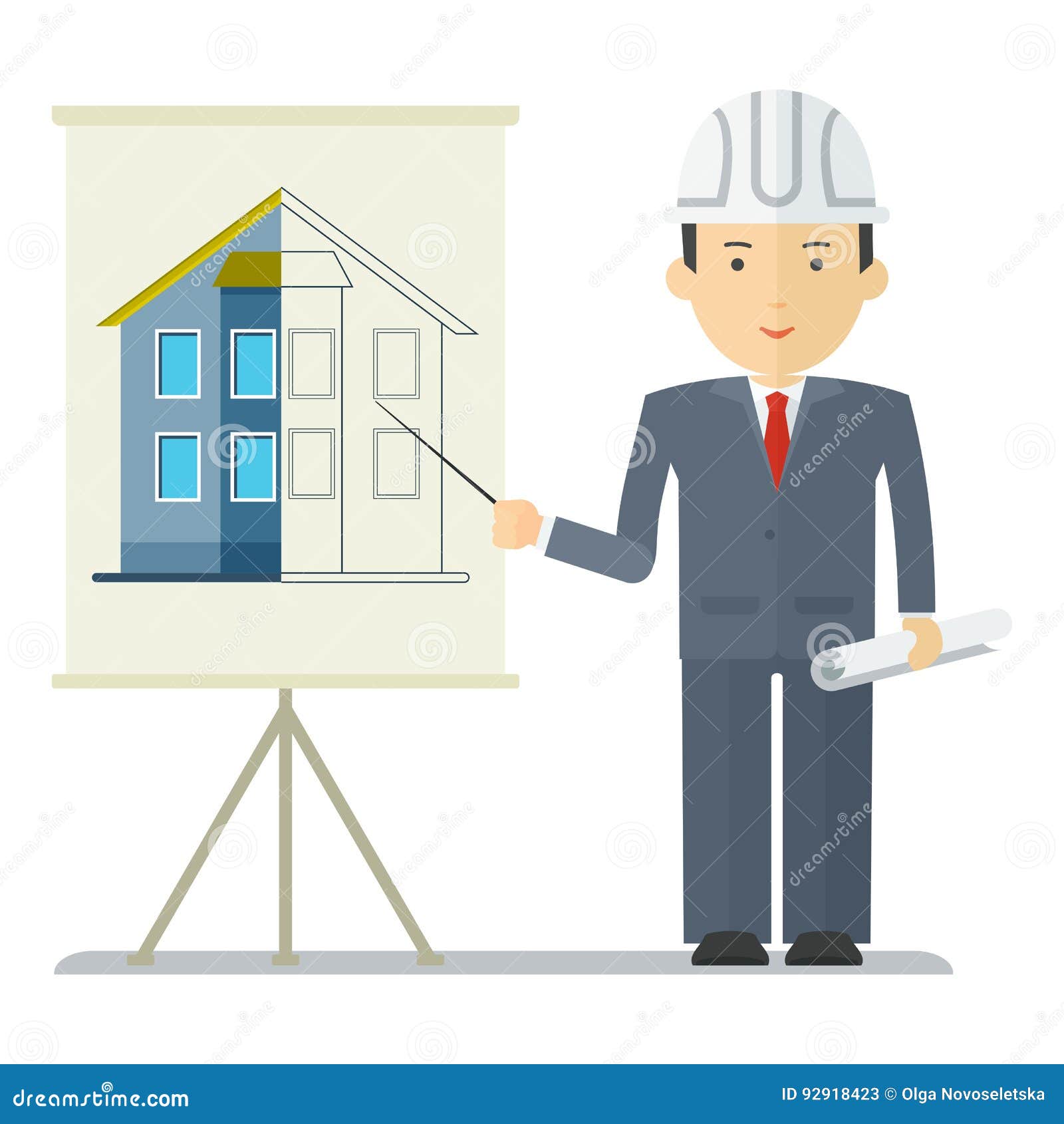 Engineer at presentation stock vector. Illustration of contractor ...