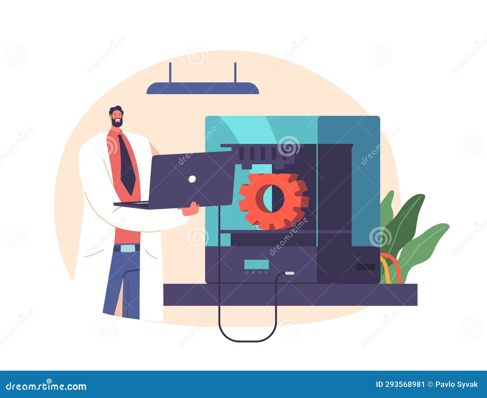 Engineer Printing Detail On 3d Printer, Using Revolutionary Technology ...