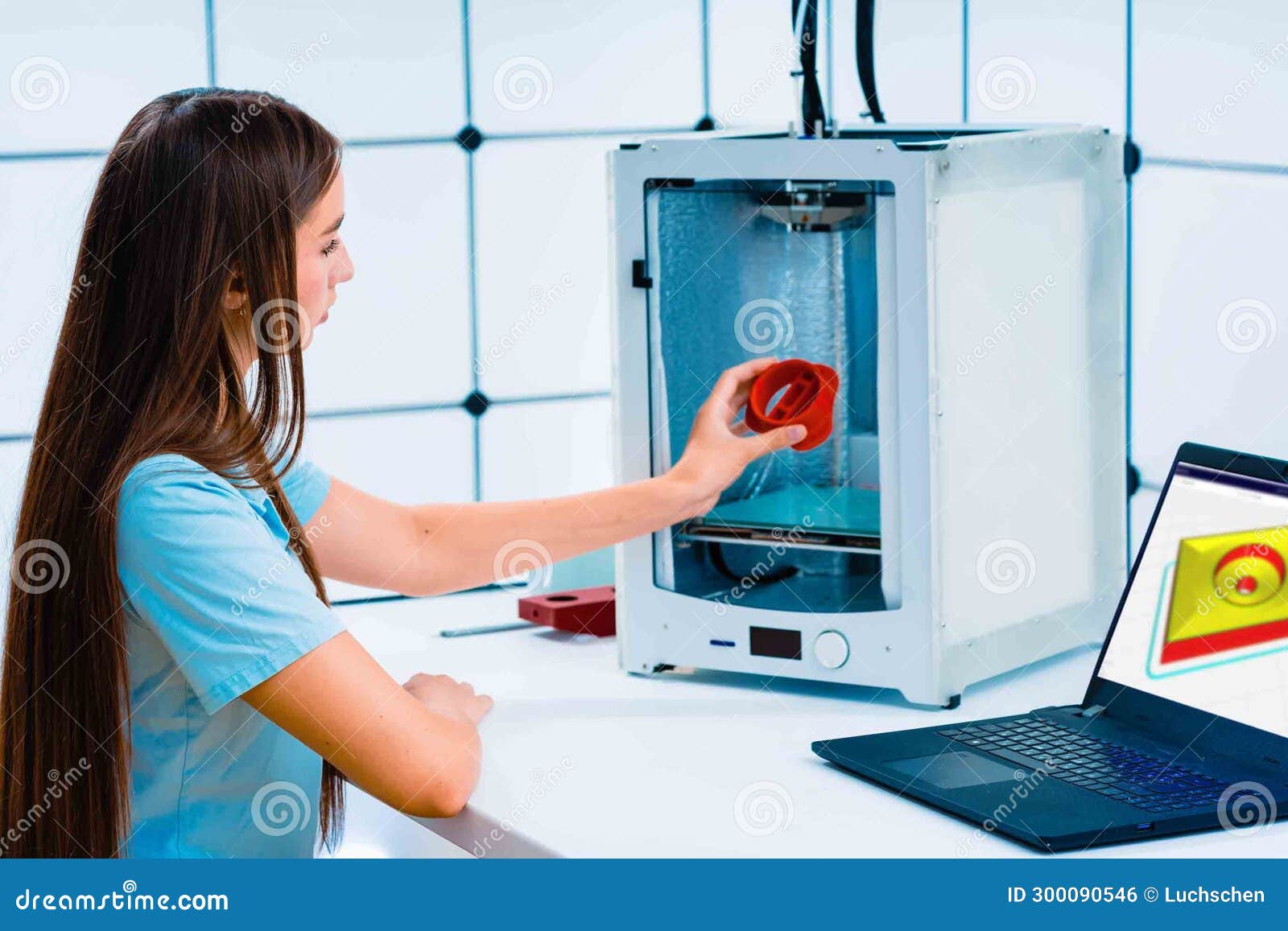 Engineer Prints a Prototype Model on a 3d Printer in a Laboratory Using Equipment. the Concept ...