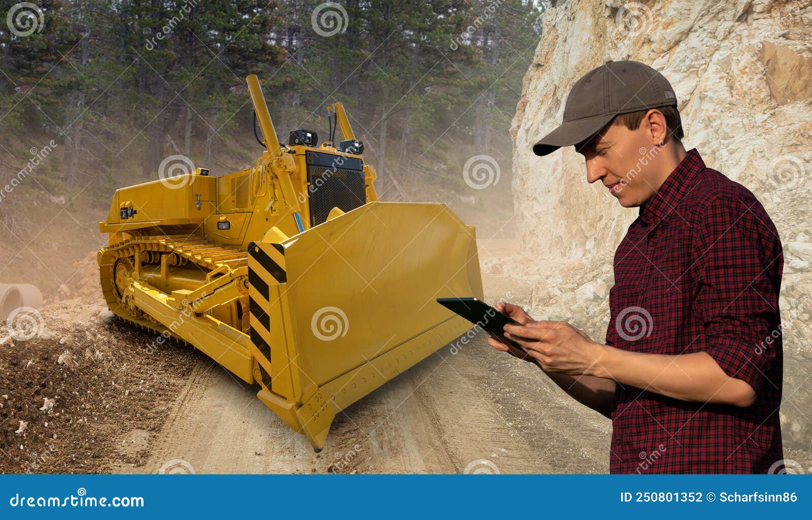 Engineer Programs Autonomous Bulldozer Stock Photo - Image of smart ...
