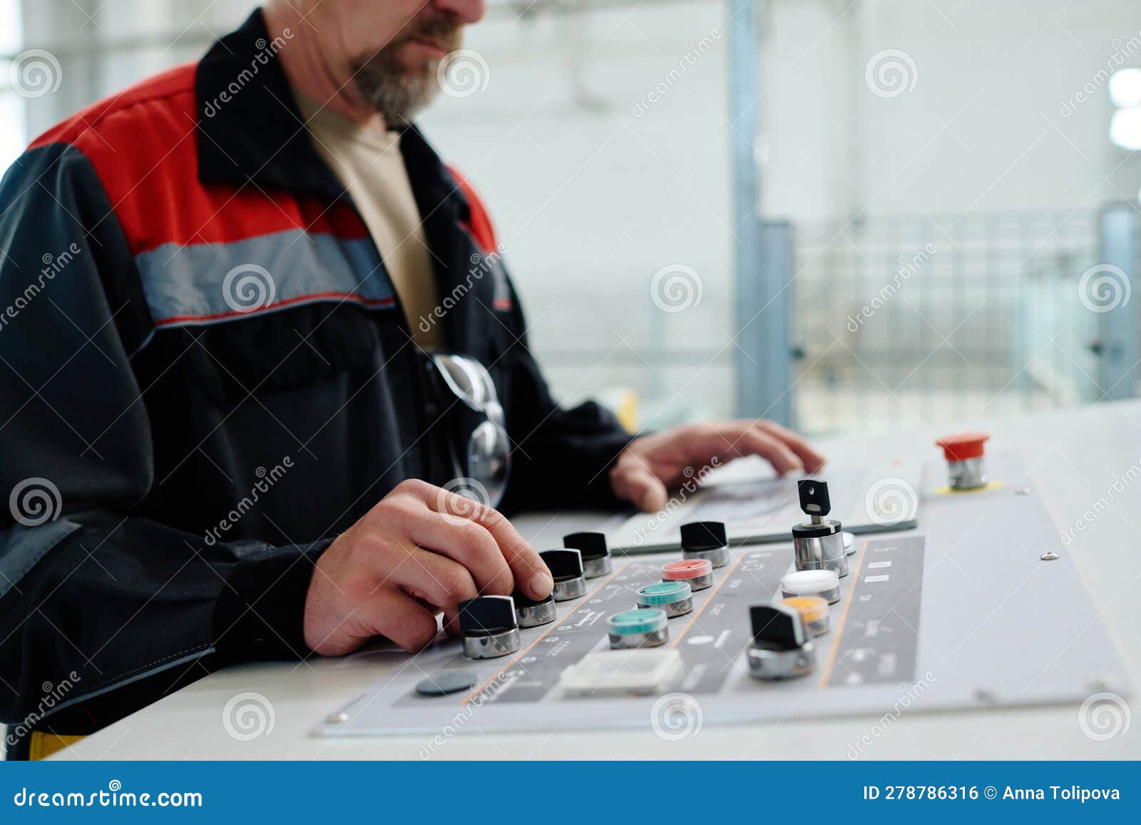 Engineer Pushing Buttons on Machine Stock Photo - Image of factory ...