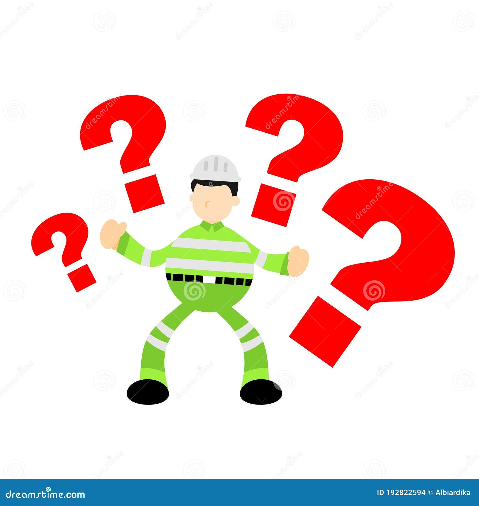 Worker Engineer Man Ask Something Confusion Cartoon Doodle Flat Design ...